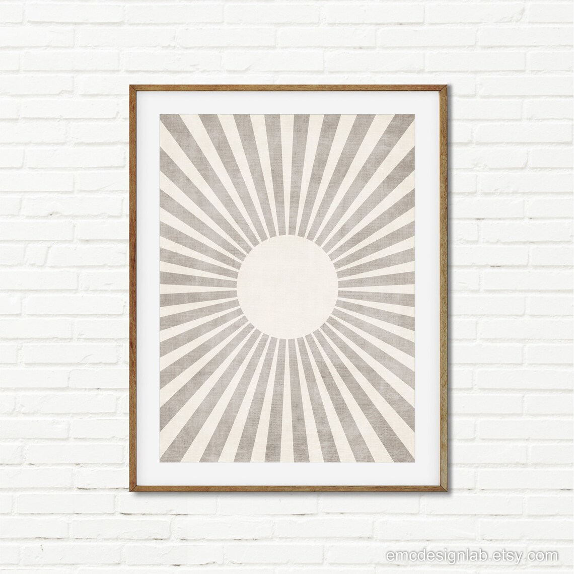 Minimalist Beige Sunburst Wall Art Mid-century Geometric Sun - Etsy