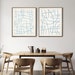 Minimalist Blue Line Art Print Set of 2 Blue Tones Modern Minimalist ...