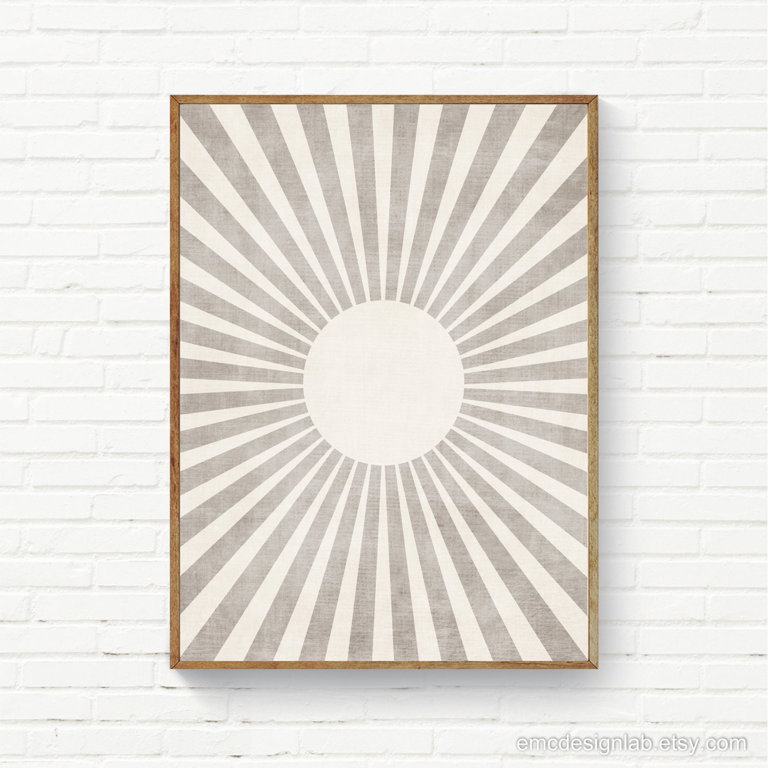 Minimalist Beige Sunburst Wall Art, Mid-century Geometric Sun Rays, MCM ...