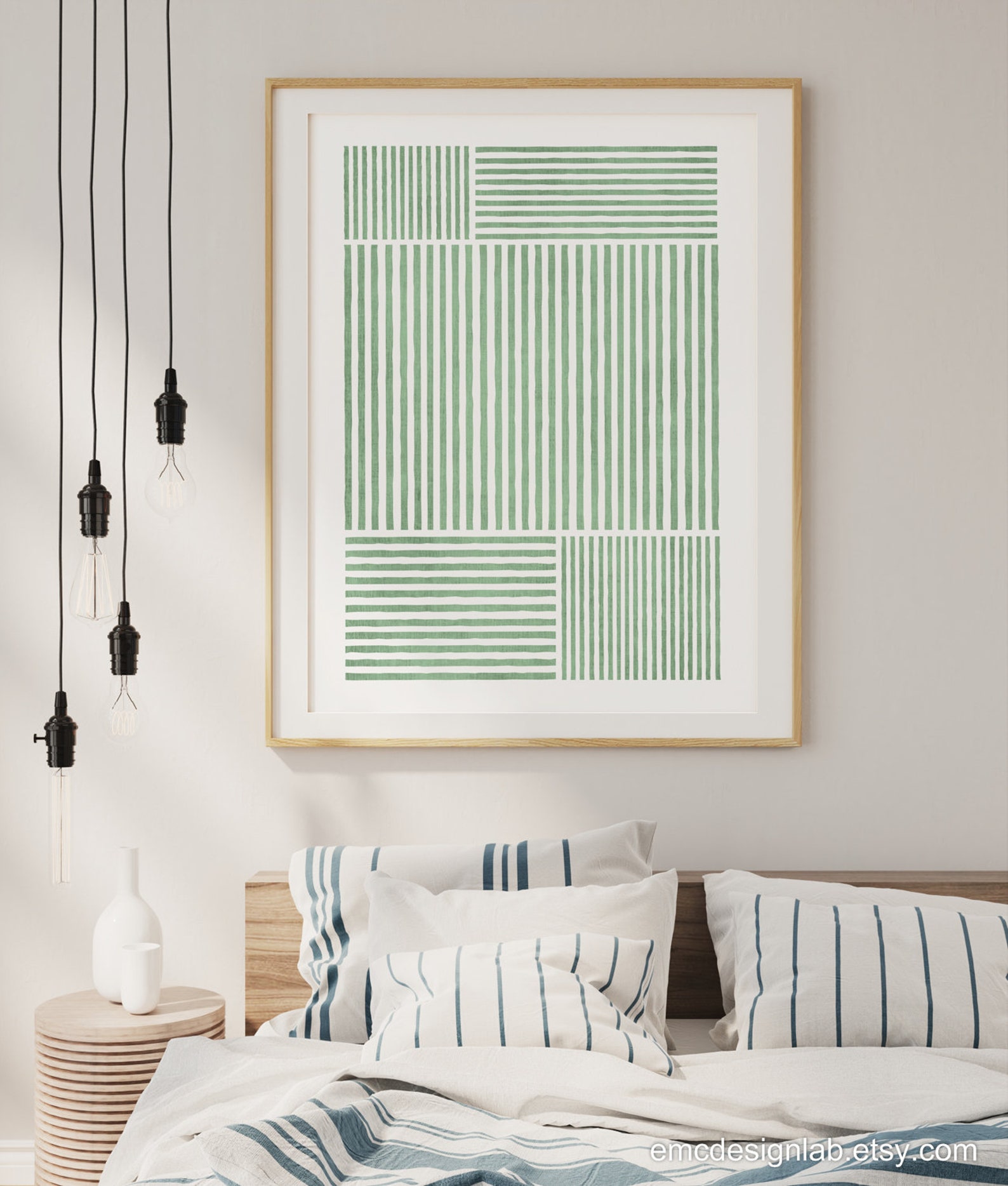 Light Green Lines Artwork Modern Minimalist Abstract Hand - Etsy