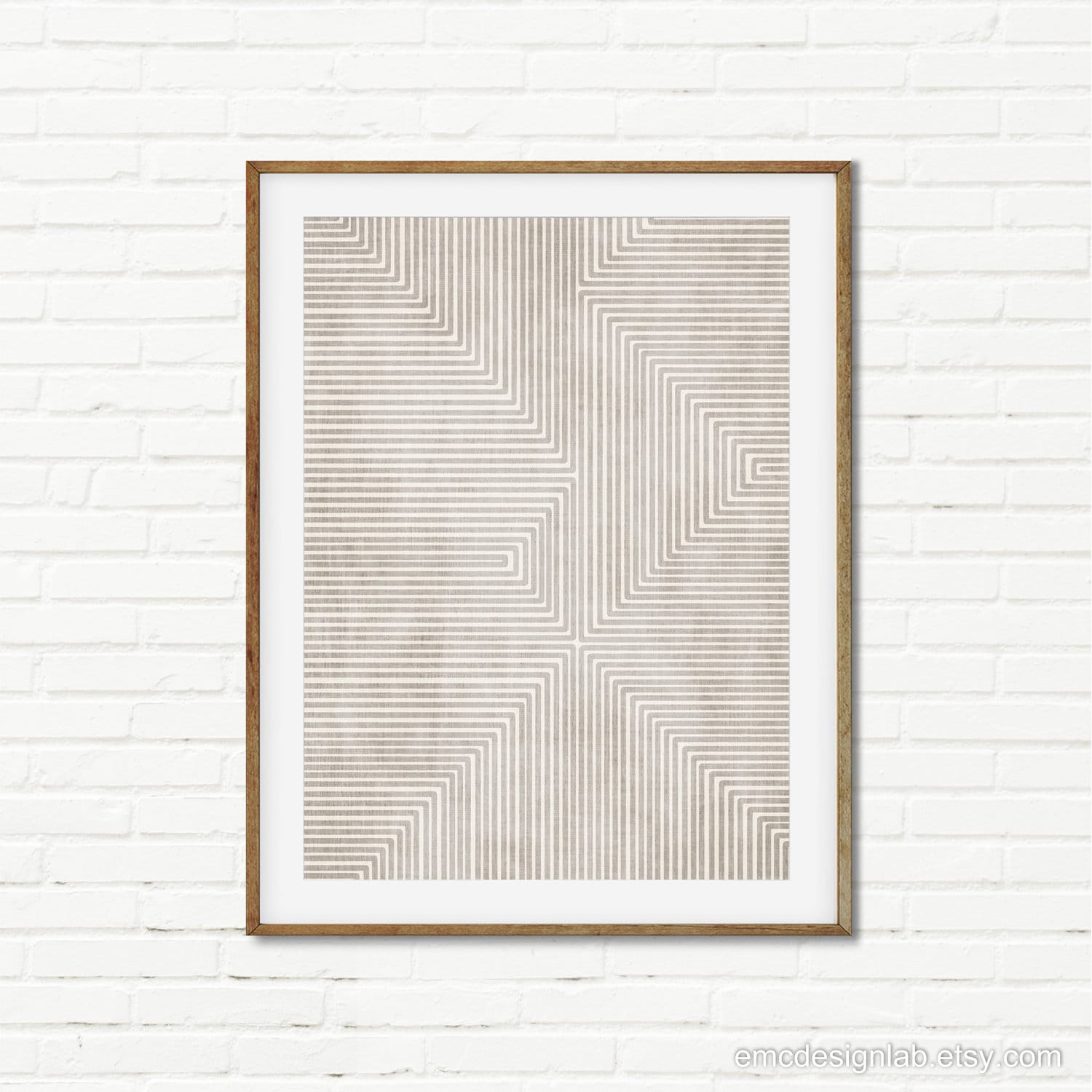 Thin Beige Lines Linen Texture Geometric Abstract Wall Art Print ...