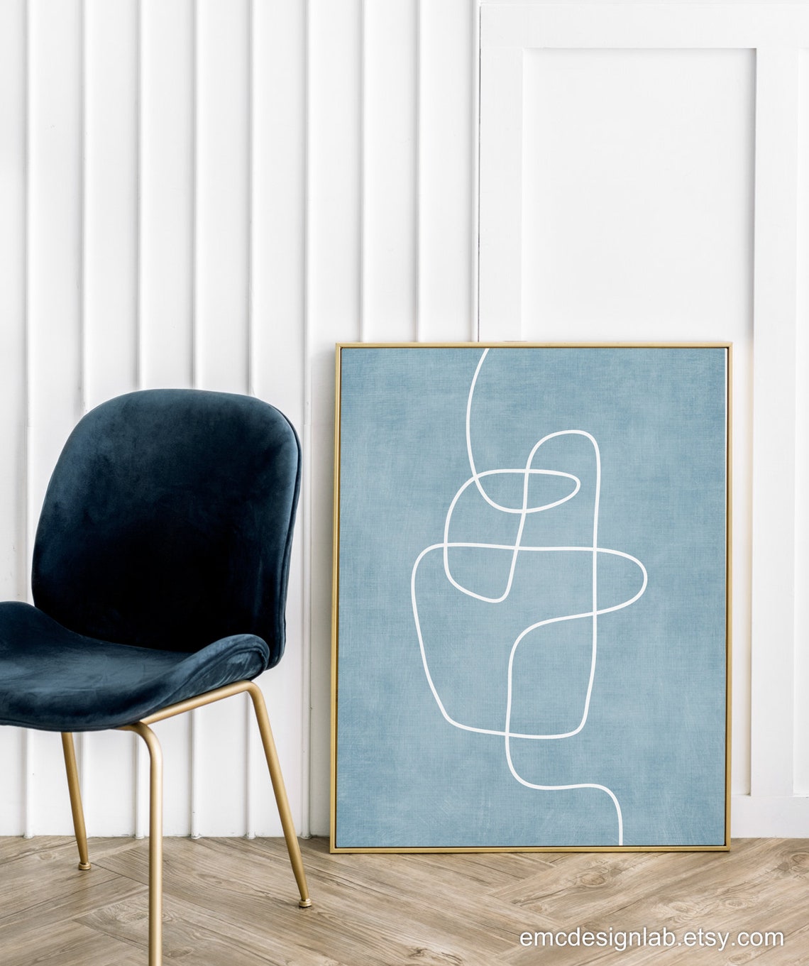 Light Azure White Line Art Print Sky Blue Minimalist Elegant - Etsy