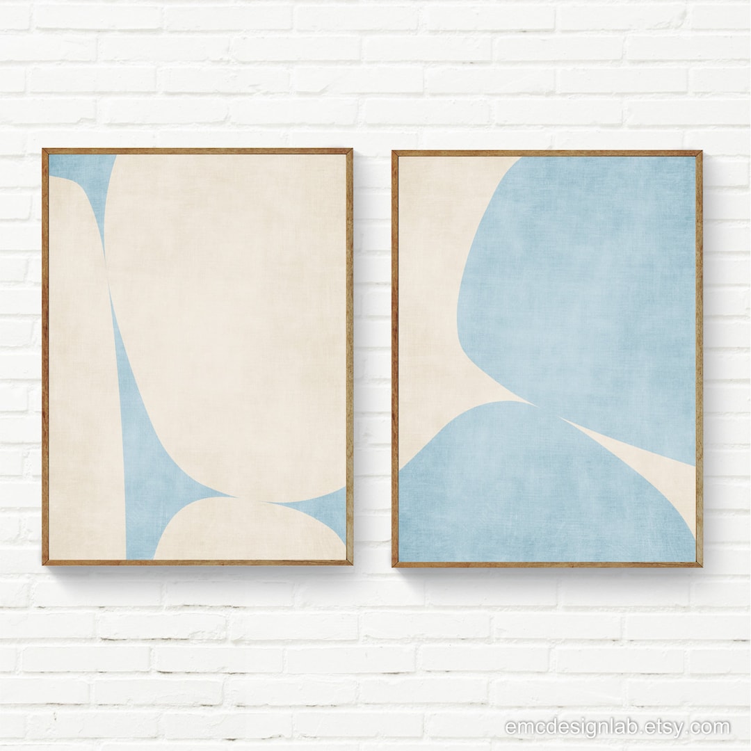 Minimalist Art Set Light Blue Prints Simple Elegant Wall Art - Etsy