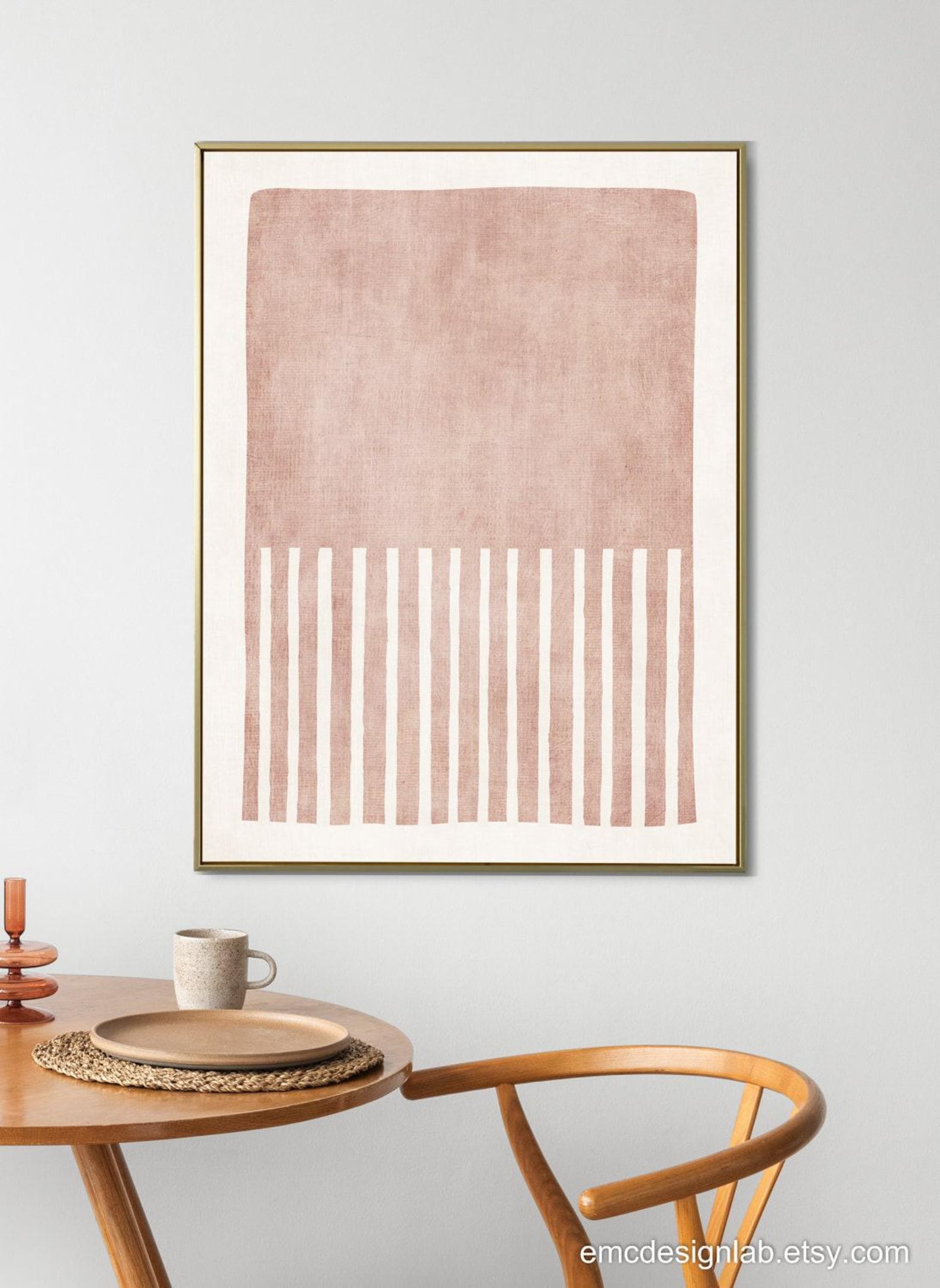 Light Terracotta Minimalist Wall Art Linen Texture Simple Art Print ...