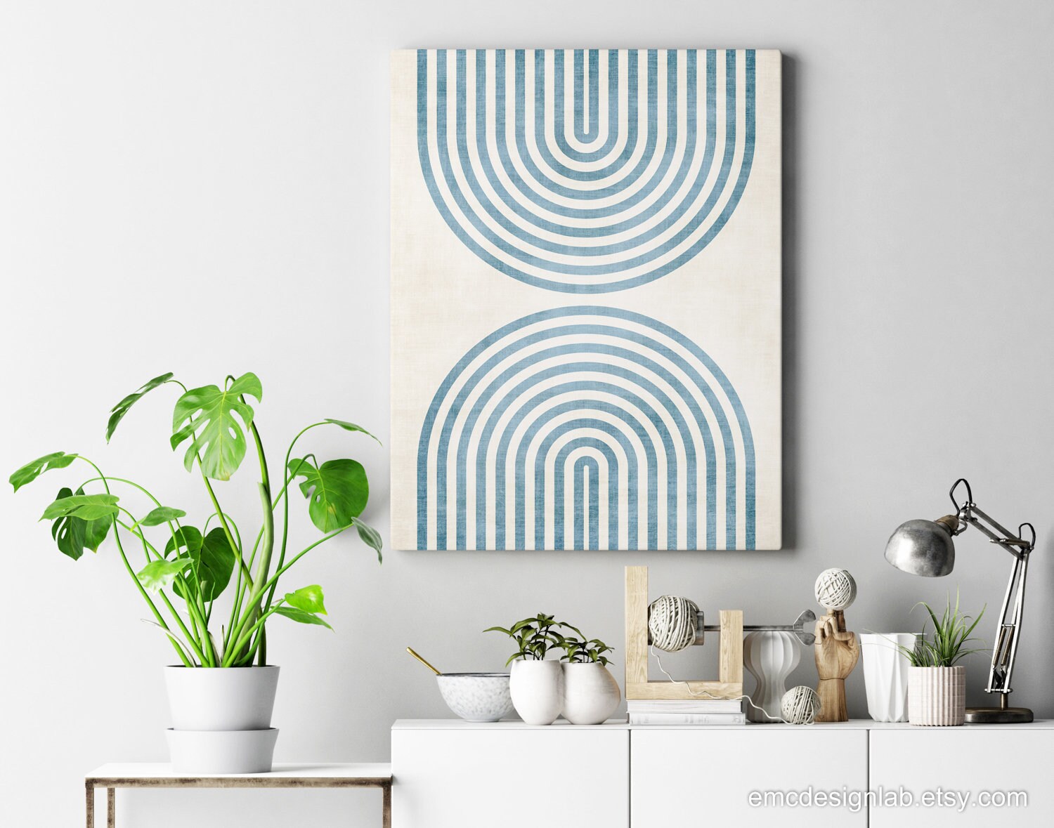 Light Blue Arches Rainbow Semicircles Print Simple Minimalist High ...
