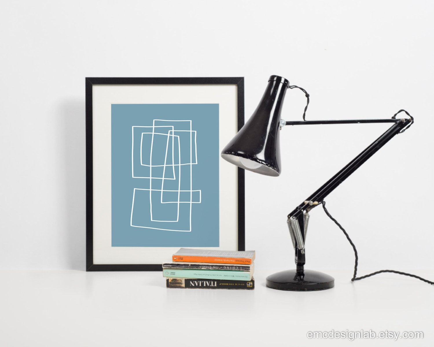 Light Blue White Line Art / Sky Blue Simple Minimalist Living - Etsy