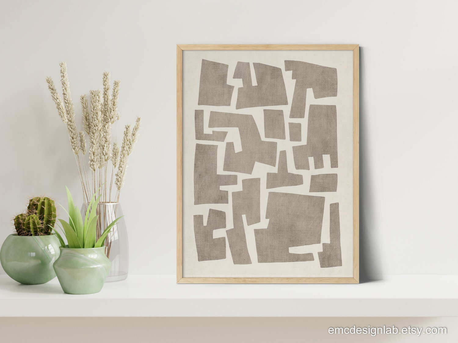 Organic Shapes Abstract Wall Art Modern Bedroom Decor Beige - Etsy