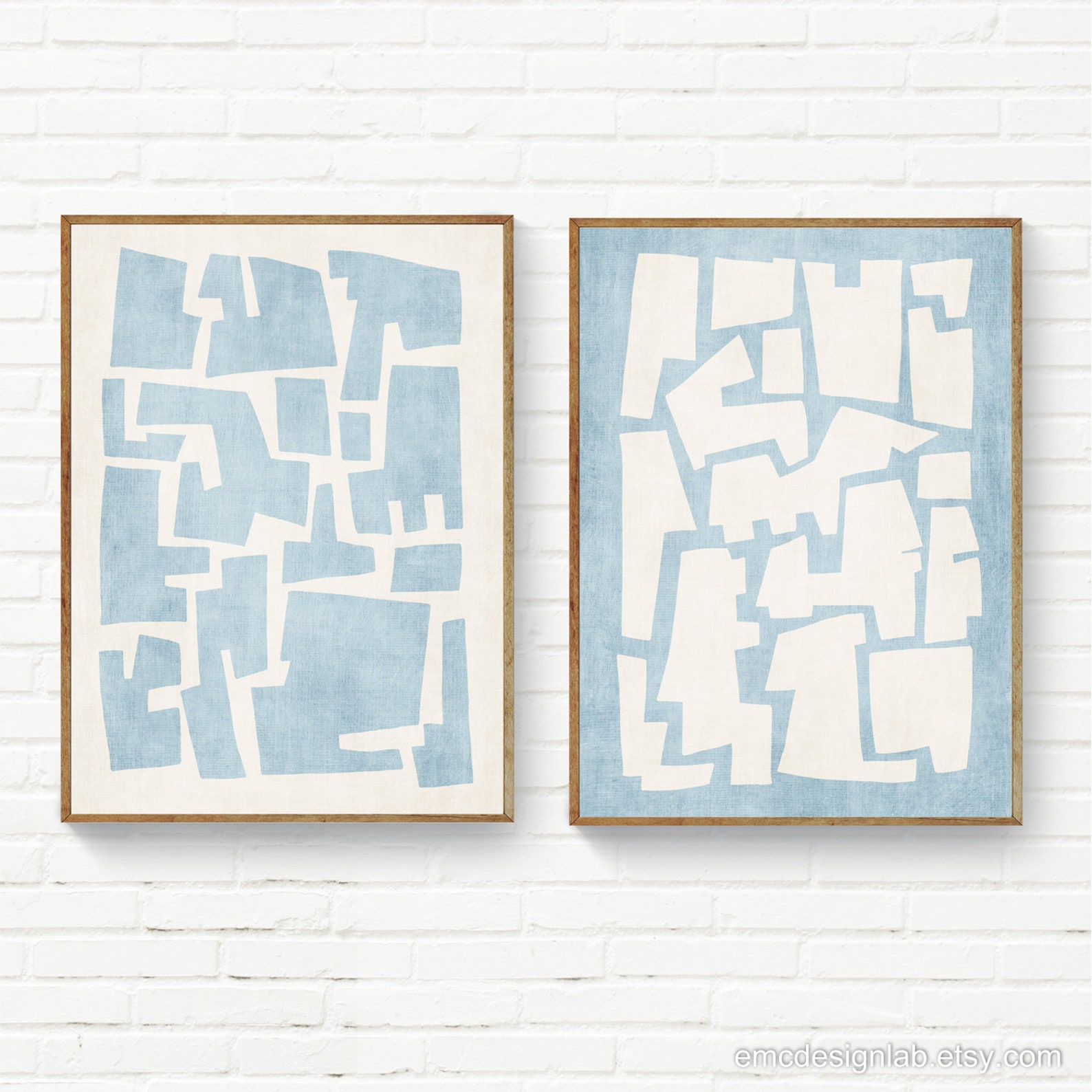 Sky Blue Abstract Shapes Wall Art Original Design Light Blue - Etsy