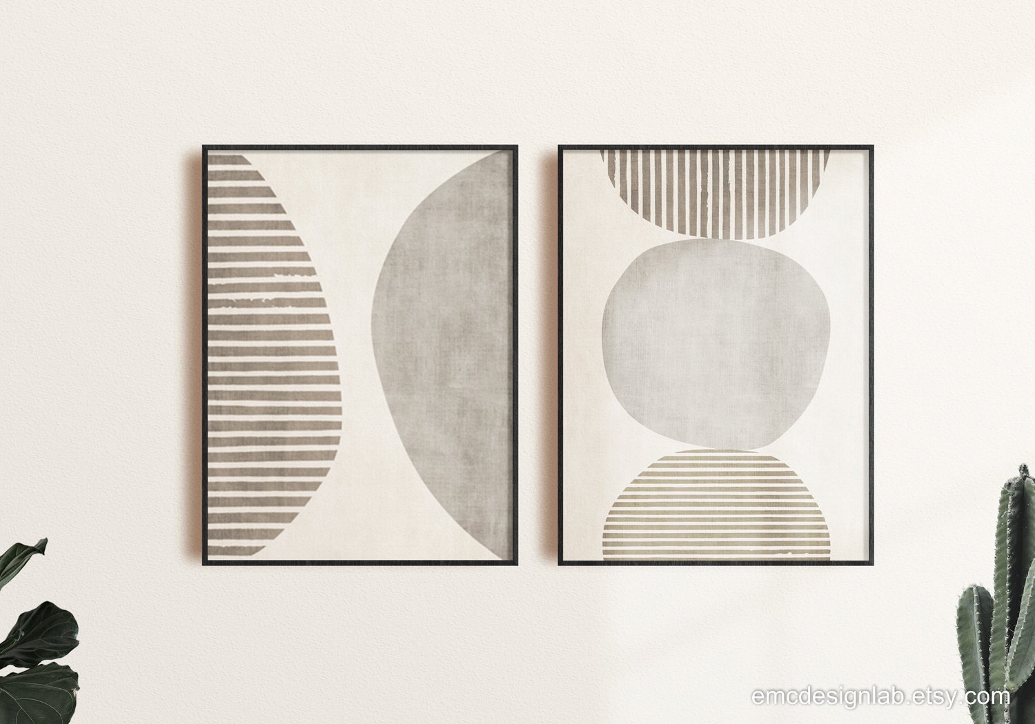 Minimalist Print Set of 2 Beige Wall Art Set of 2 Abstract - Etsy