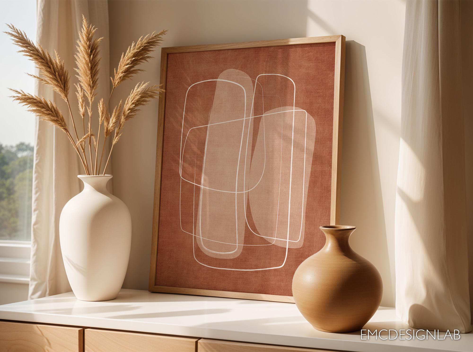 Terra Line Art Minimalist Print Modern Terra Artwork Terracotta Boho ...