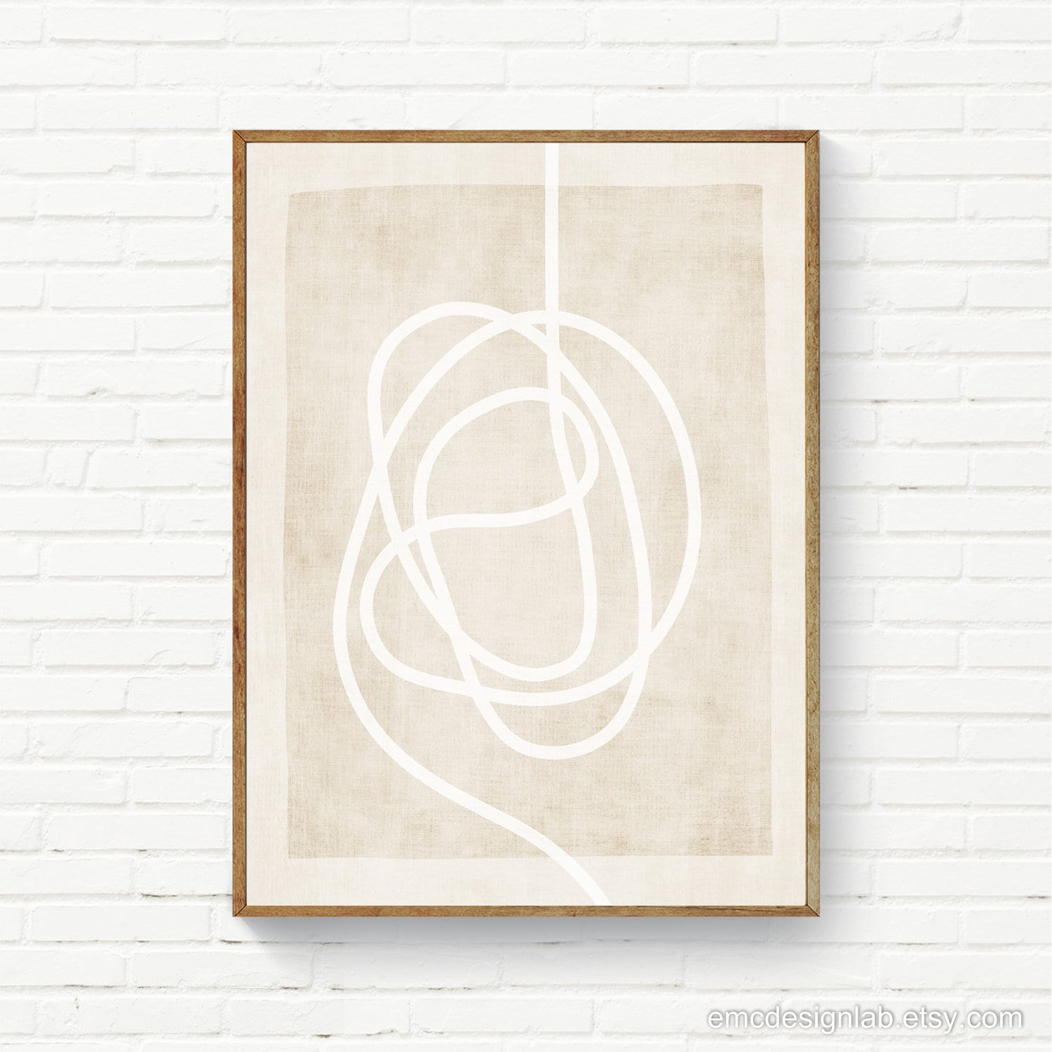 White Line Art Print Bedroom Abstract Modern Wall Art / Minimalist ...