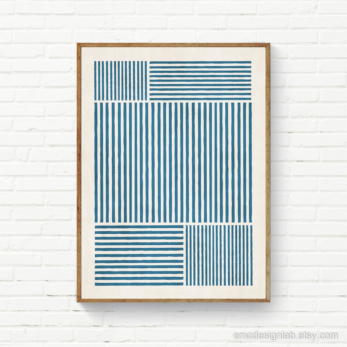 Blue Lines Wall Art Minimalism White Lines Print Aegean Blue - Etsy