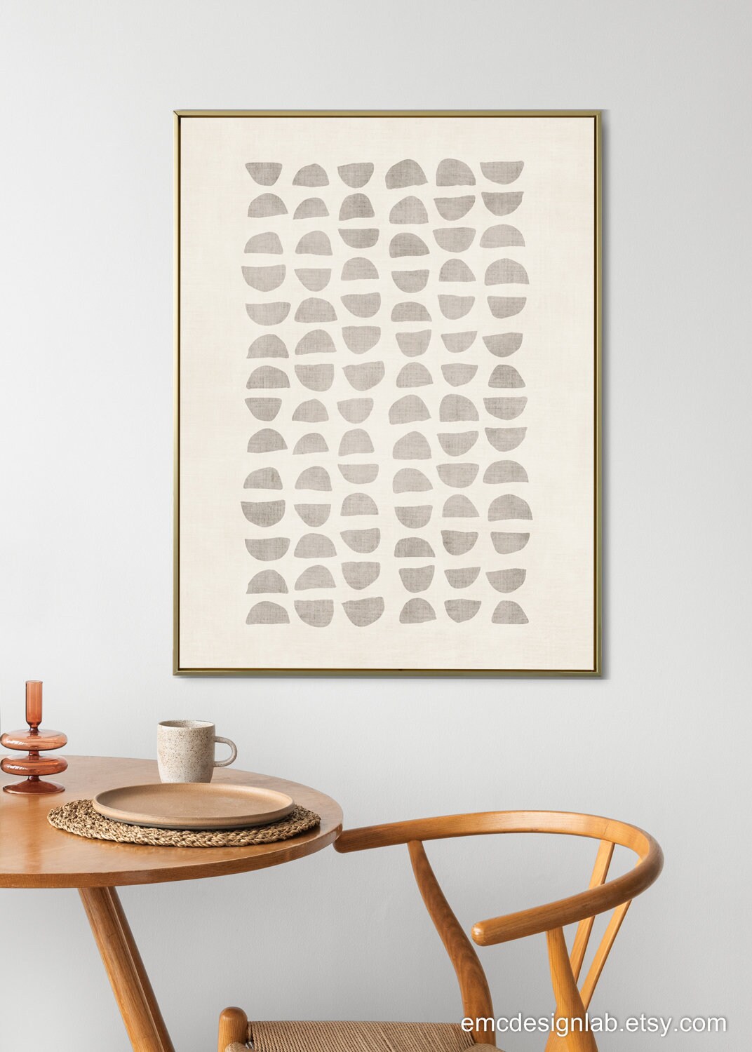 Beige Minimalist Wall Art, Half Circles Art Print, Beige Half Moon Wall ...