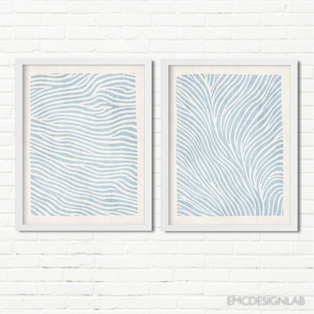 Light Blue Minimalist Modern Art Print Set Sky Blue Wall Art Set - Etsy