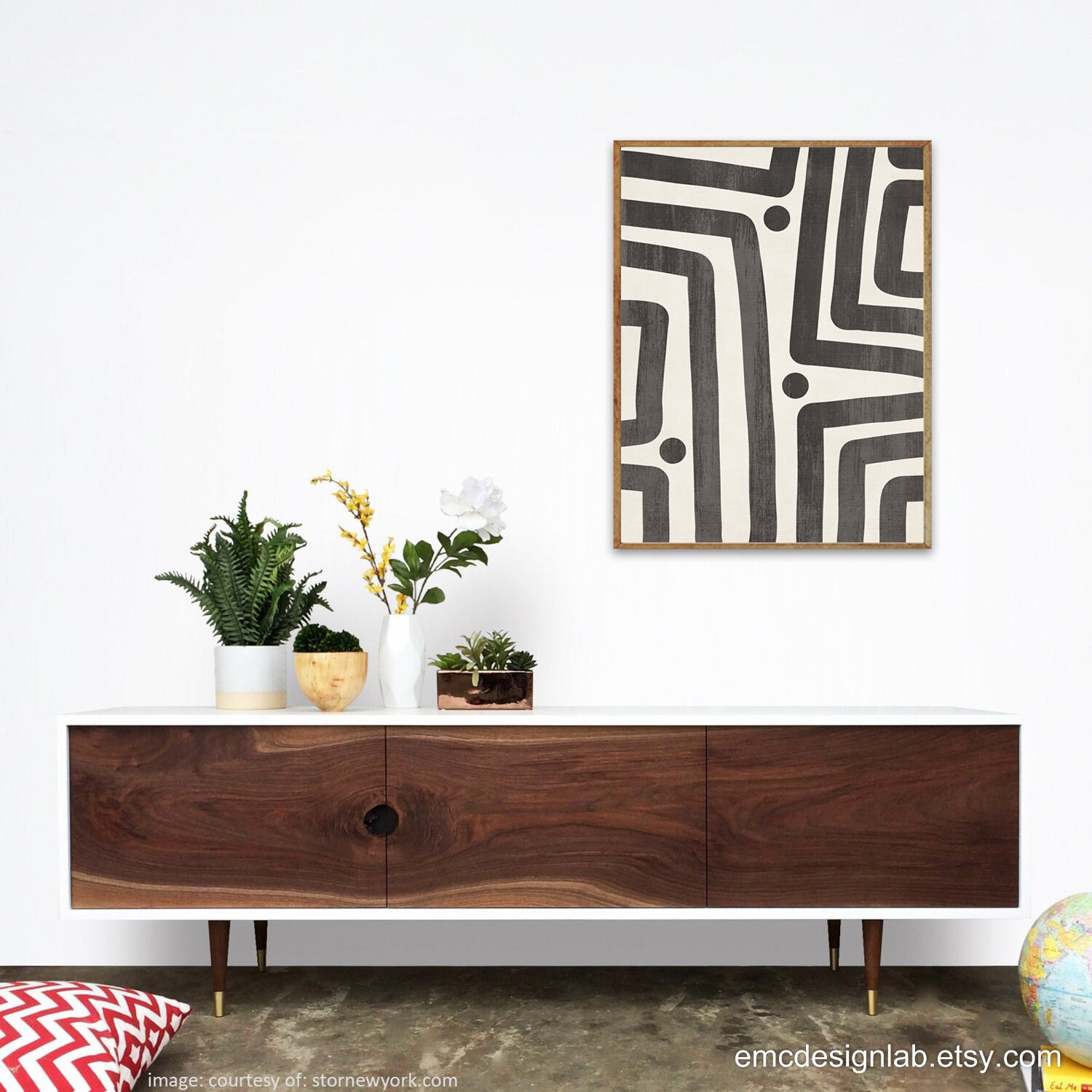 Dark Gray Bold Lines Abstract Art / Exclusive Wall Art Print / Boho ...