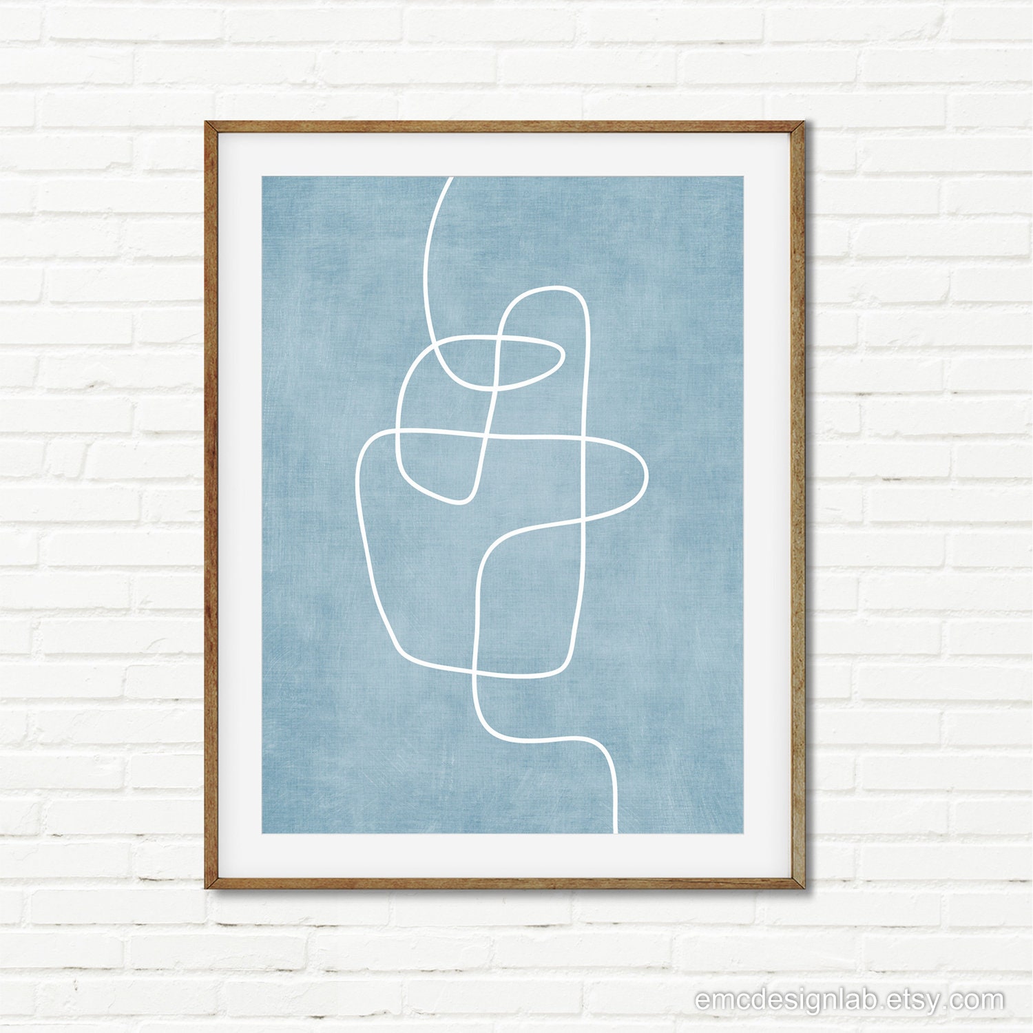 Light Azure White Line Art Print Sky Blue Minimalist Elegant - Etsy