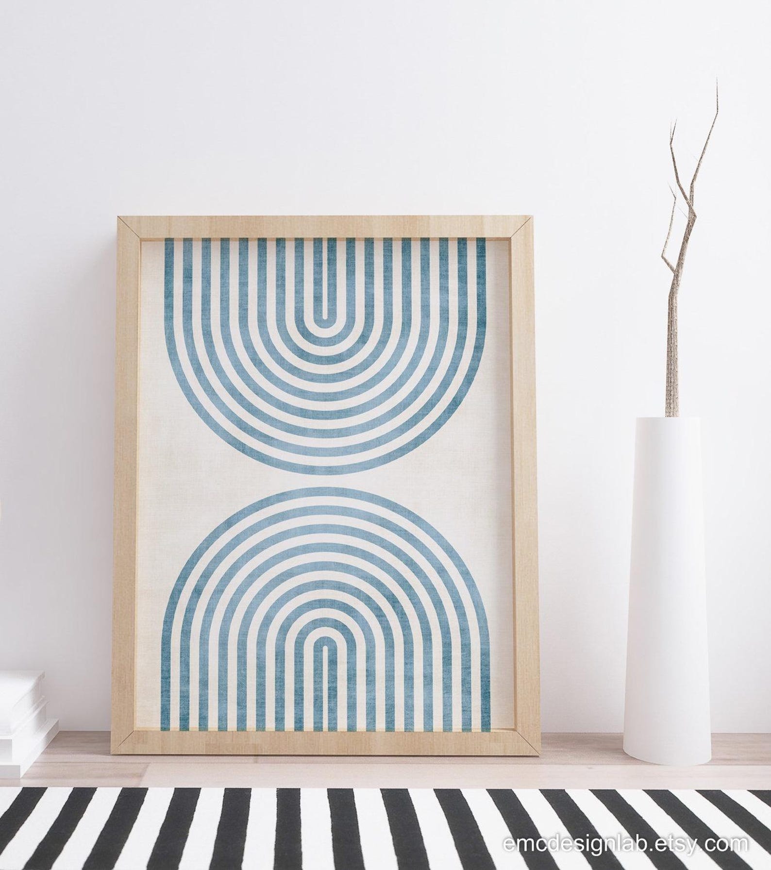 Light Blue Arches Rainbow Semicircles Print Simple Minimalist High ...