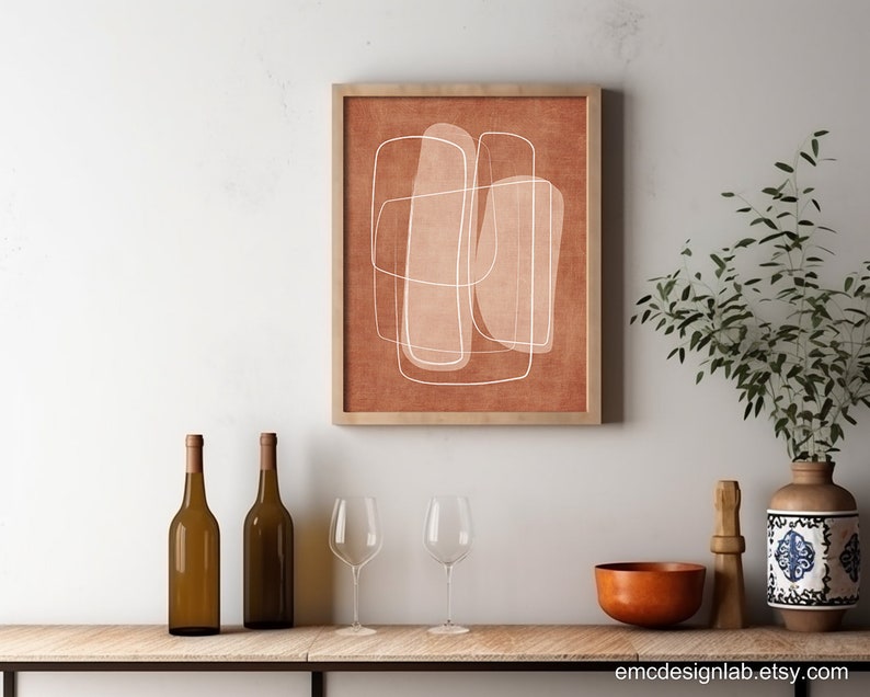 Terra Line Art Minimalist Print Modern Terra Artwork Terracotta Boho ...