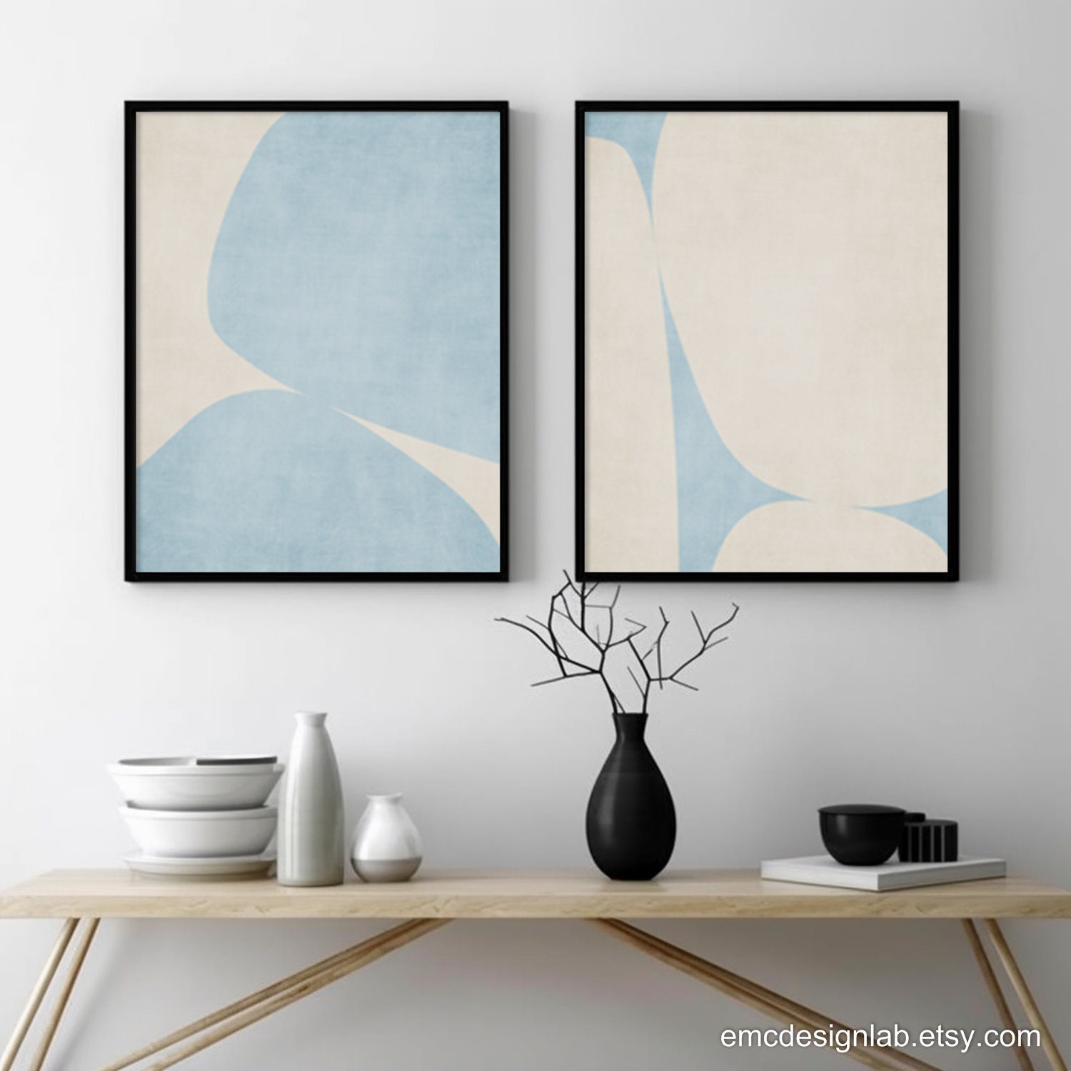 Minimalist Art Set Light Blue Prints Simple Elegant Wall Art - Etsy