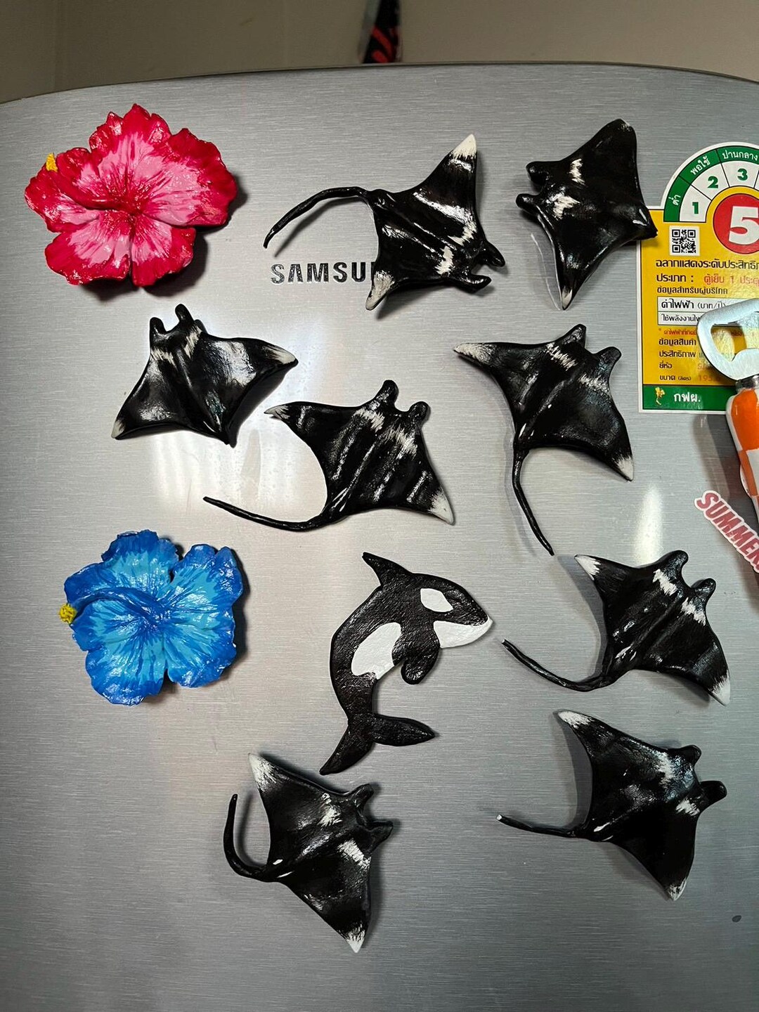 Handmade Manta Ray and Orca Fridge Magnet, Kitchen Decor Gift ...
