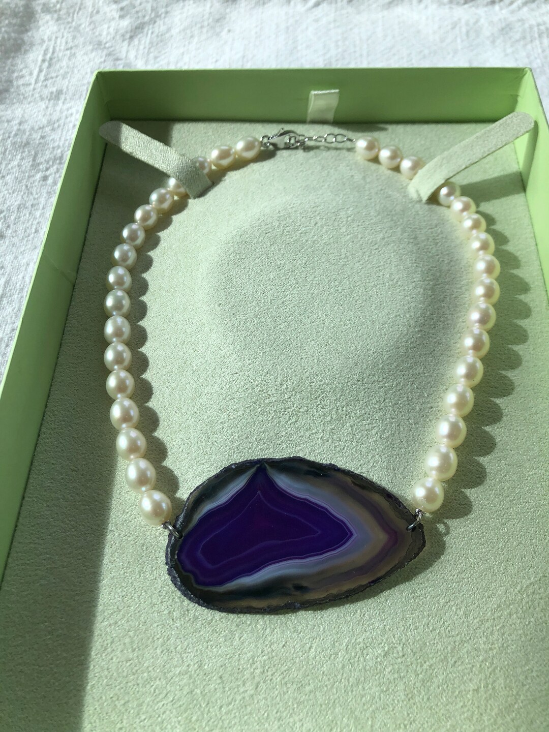 Ross Simons Freshwater Pearls With Purple Botswana Agate Slice and ...