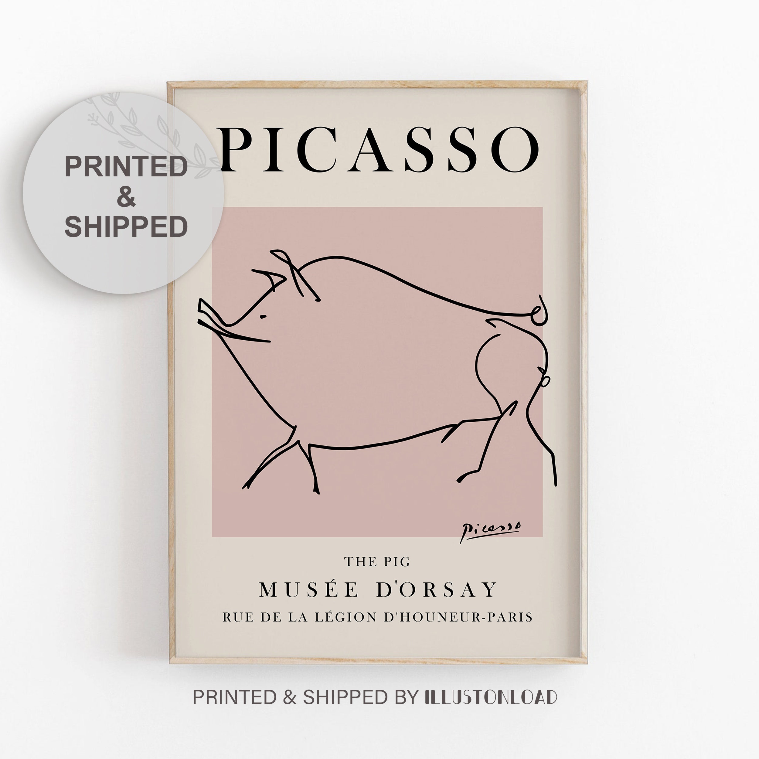 Picasso the Pig, Exhibition Vintage Line Art Poster, Minimalist Line ...