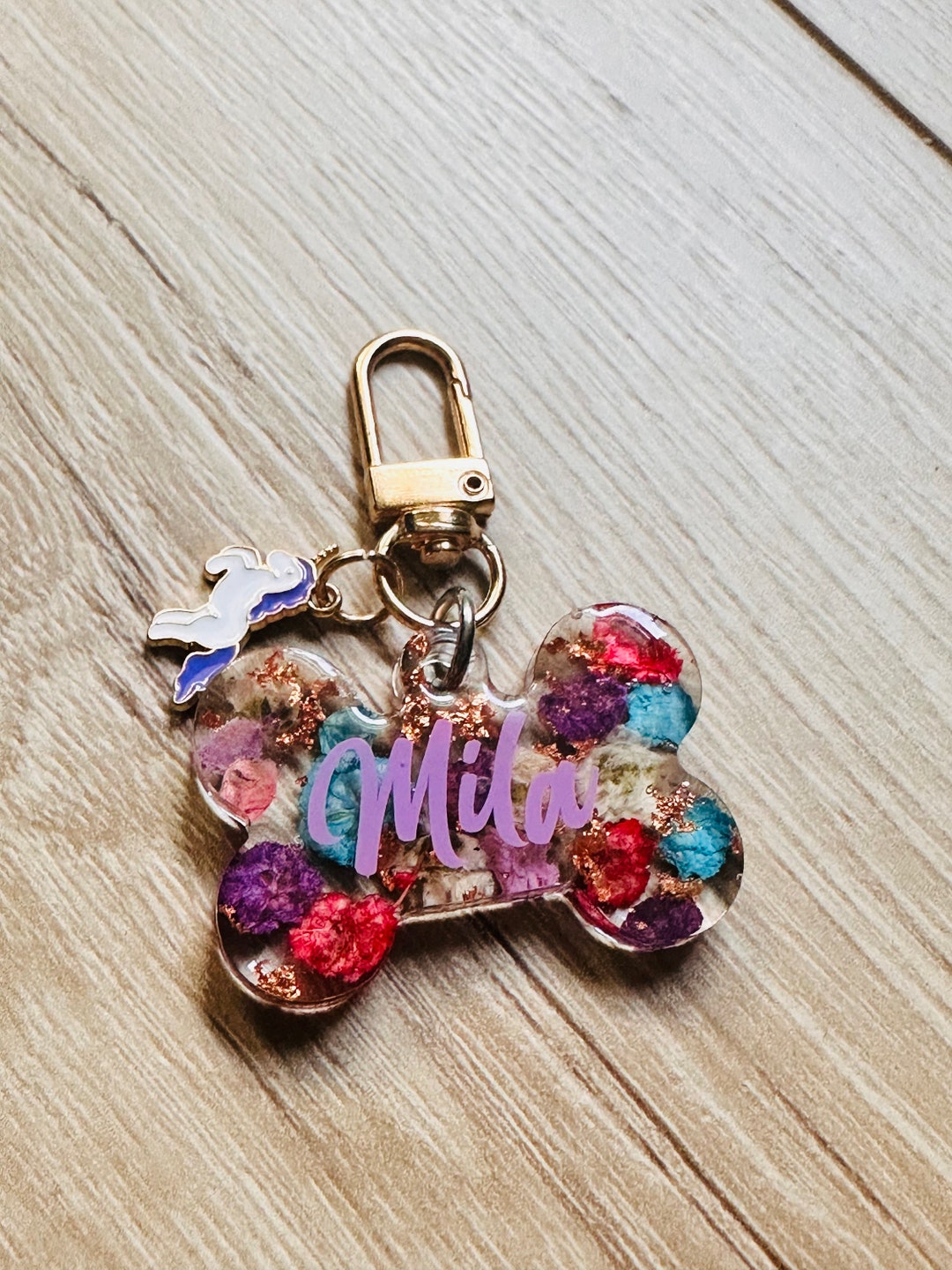 Custom Resin Dog Tag With Baby’s Breath Flowers and Foil Accents - Etsy