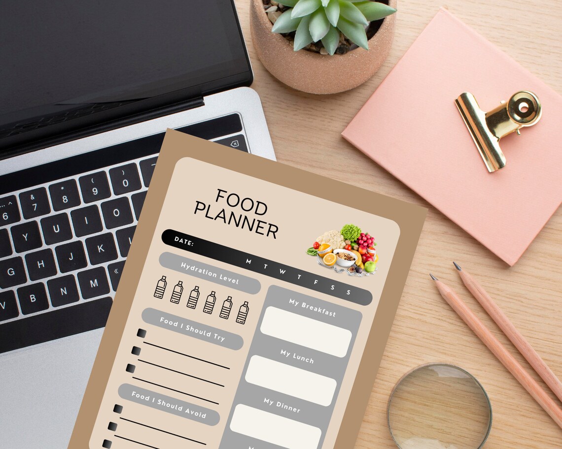 Food Planner, Food Log, Food Diary, Meal Tracker, PDF Journal ...