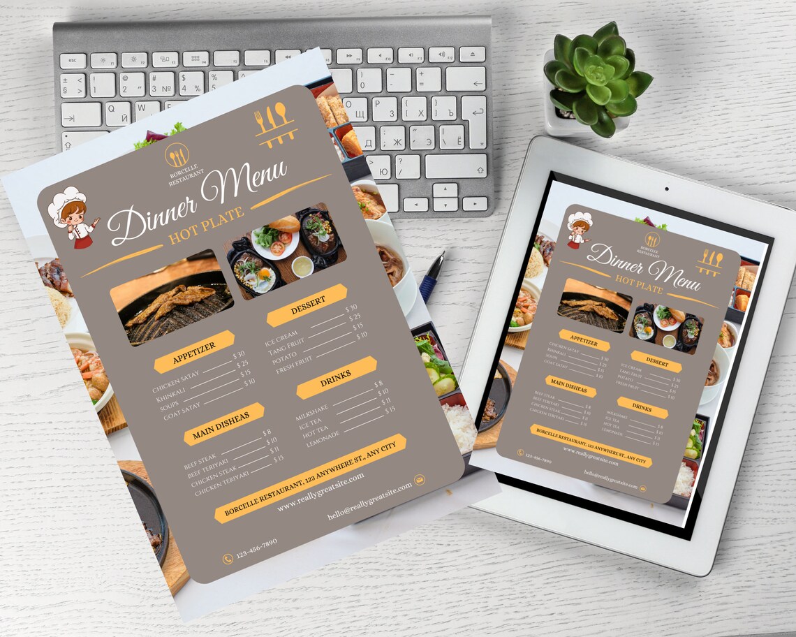 Modern Dinner Hot Plate Menu, Food Menu Template, Menu Template ...