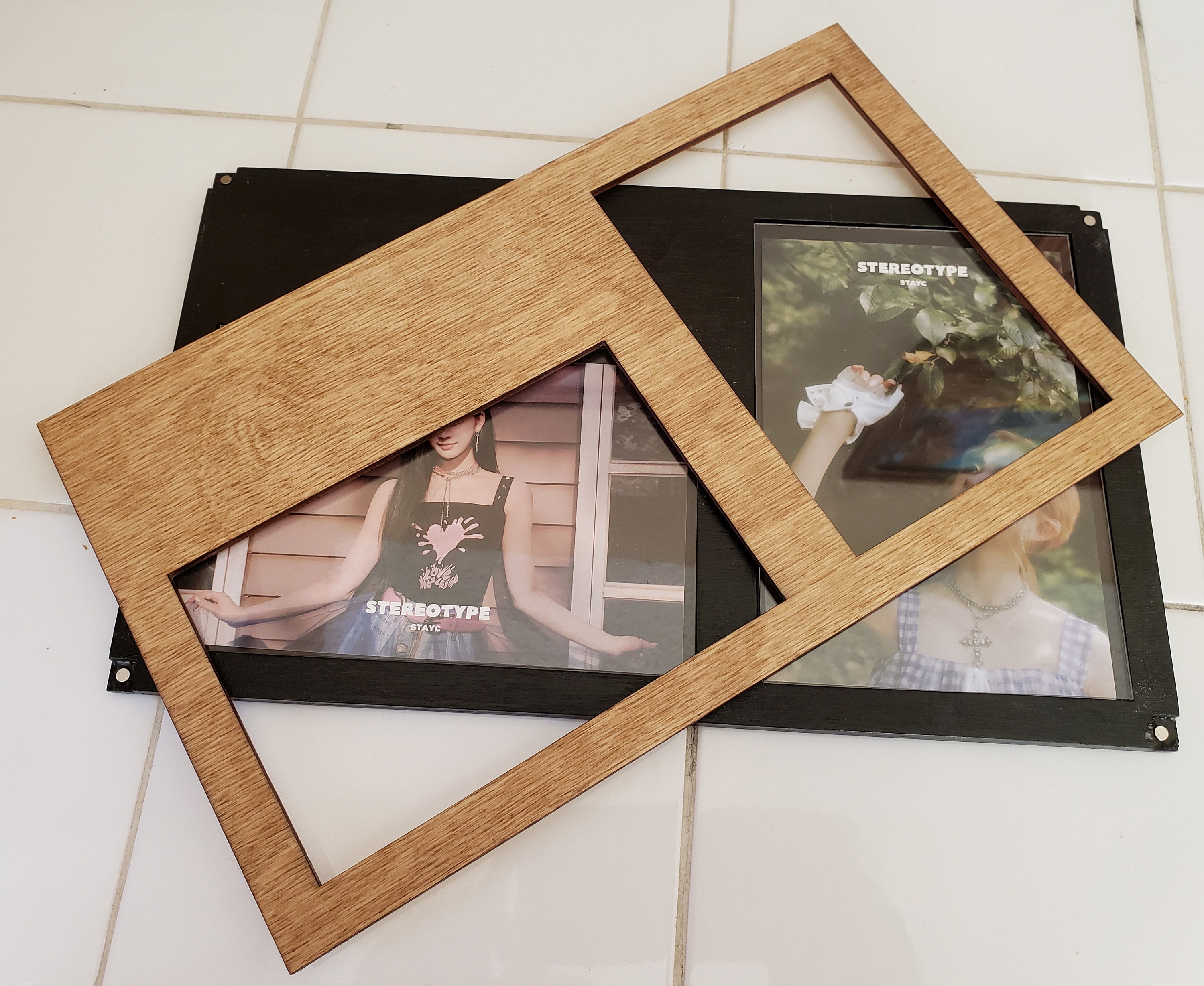 Laser Cut Custom Engraved Wood Post Card Frame for 2 Post Cards (or 4x6 ...