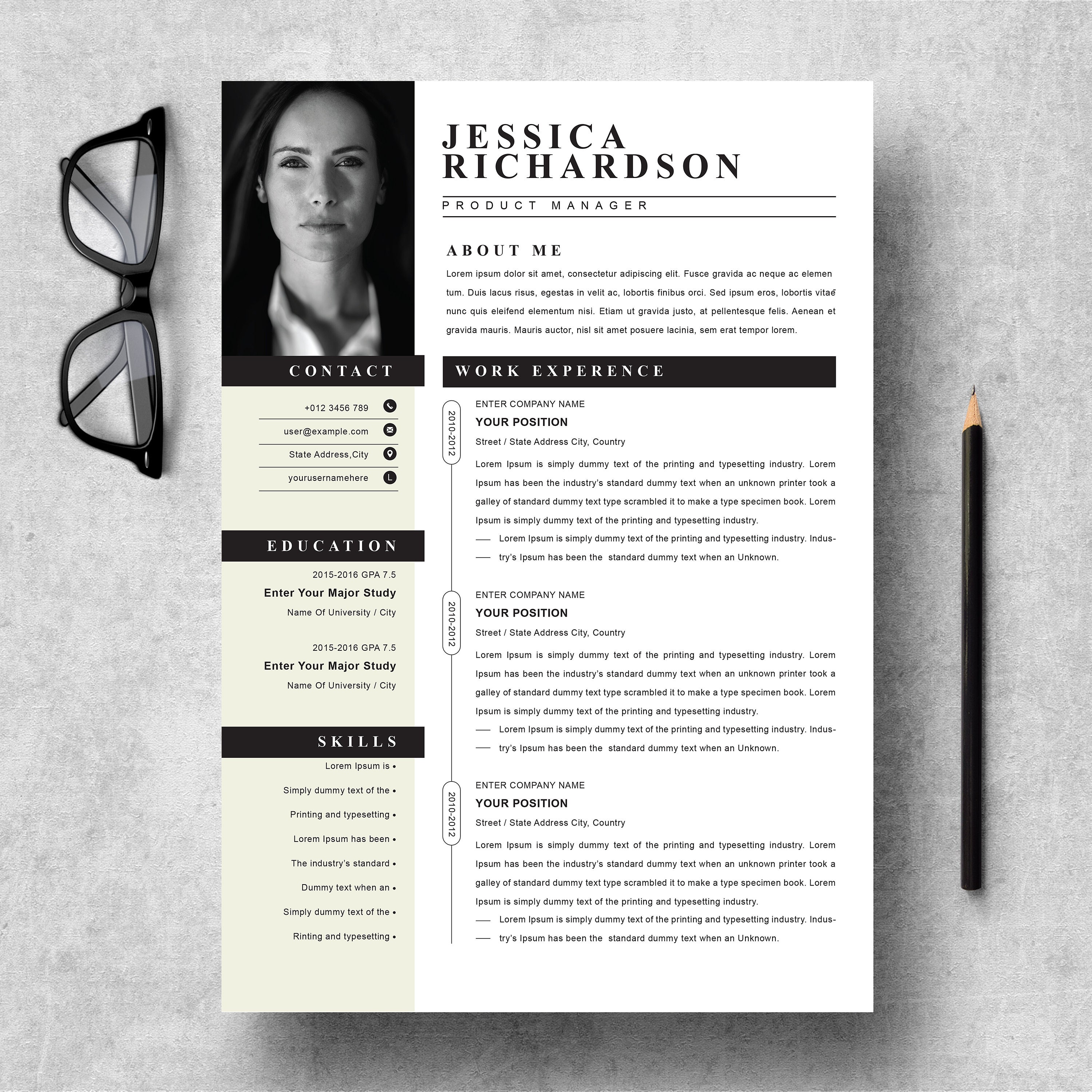 CV Template Professional 2021 Modern for Word, PDF Pastel, White ...