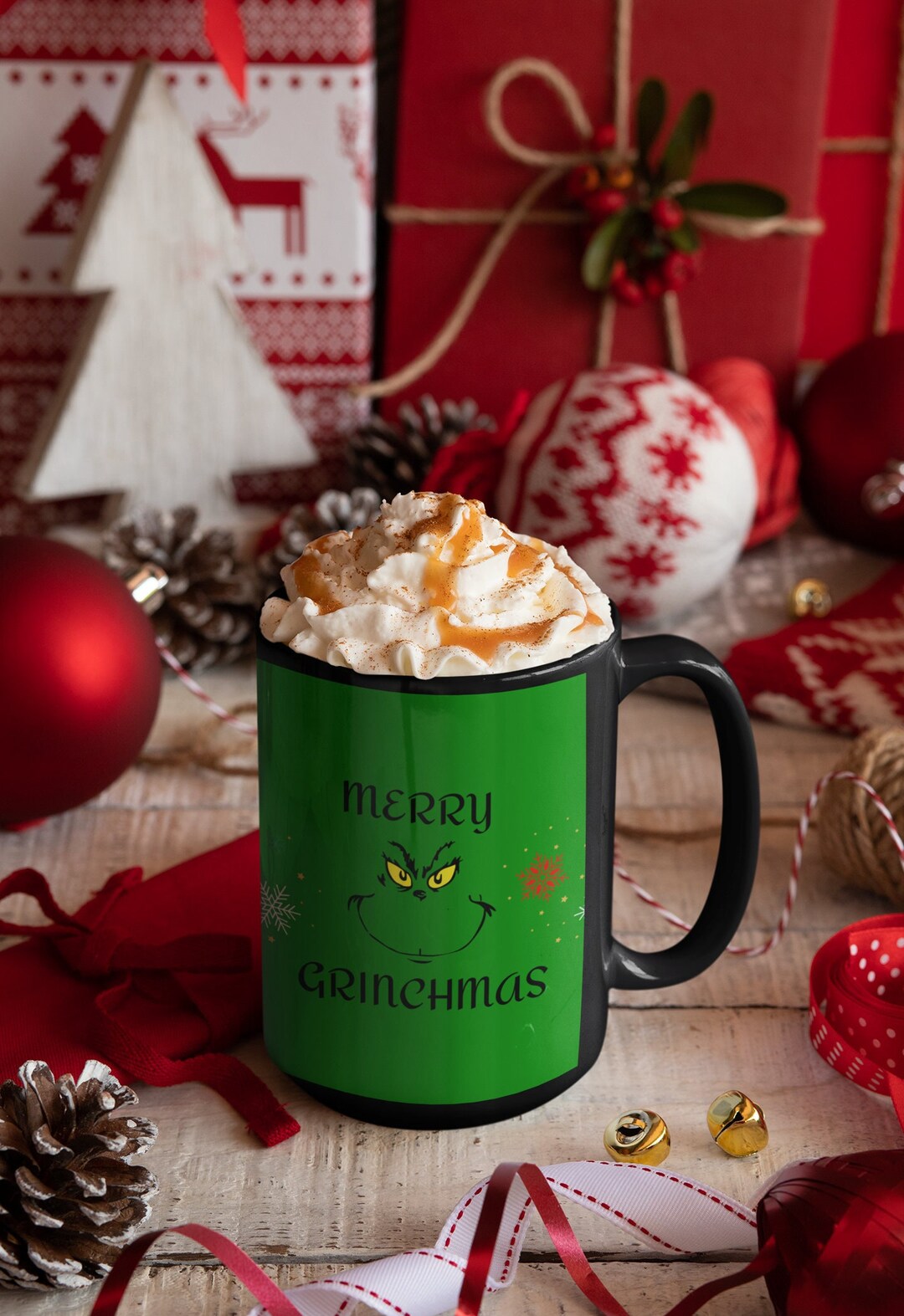 Merry Grinchmas Coffee Mug 15 Oz Holidays Green Grinch Drinkware ...