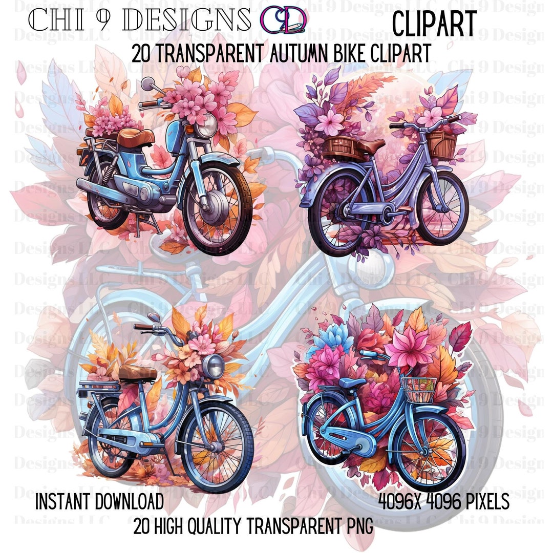 Autumn Bike Clip ART| Transparent Pngs| 20 High-quality Images| Fall ...