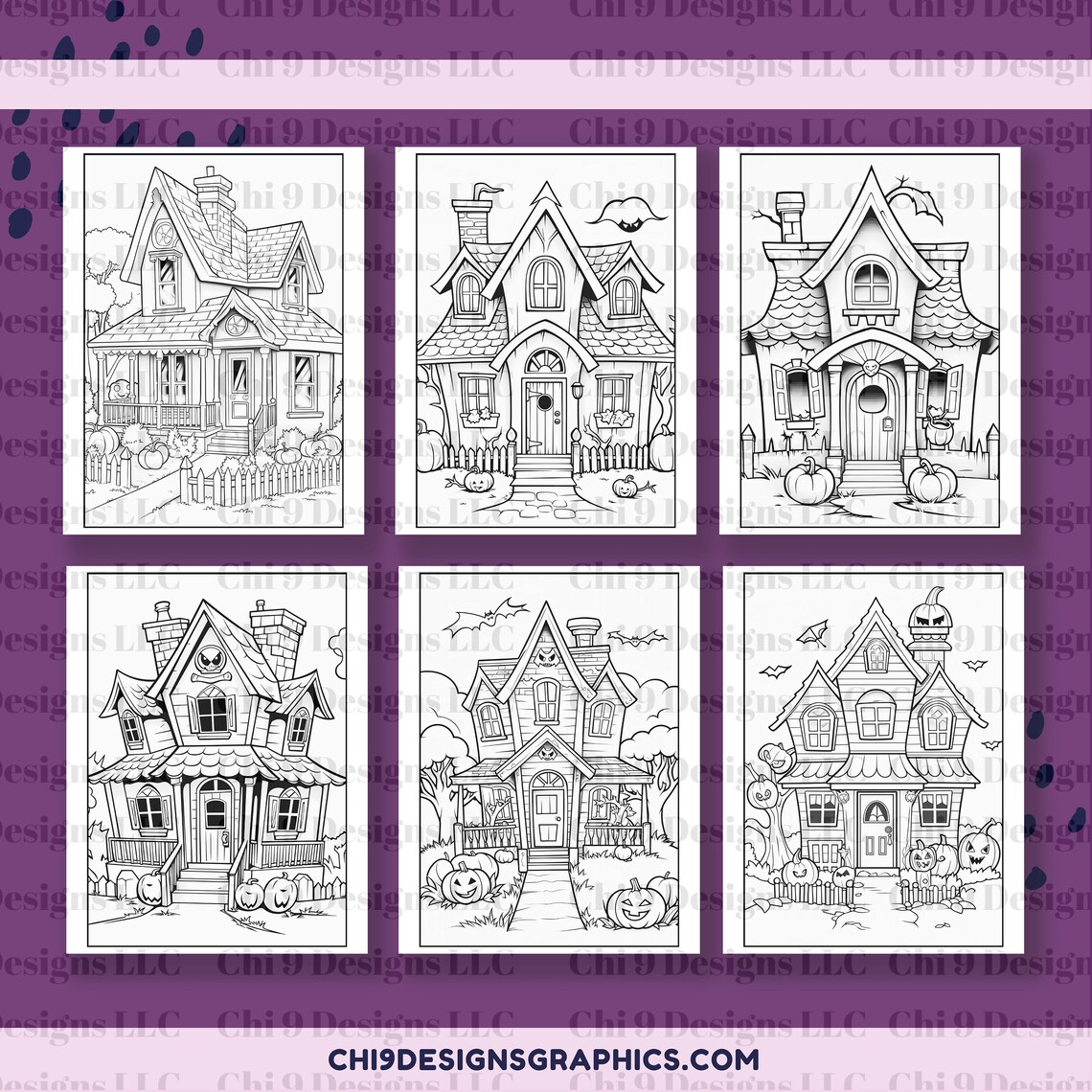 Halloween Coloring Pages Haunted House PDF Coloring Page Children ...
