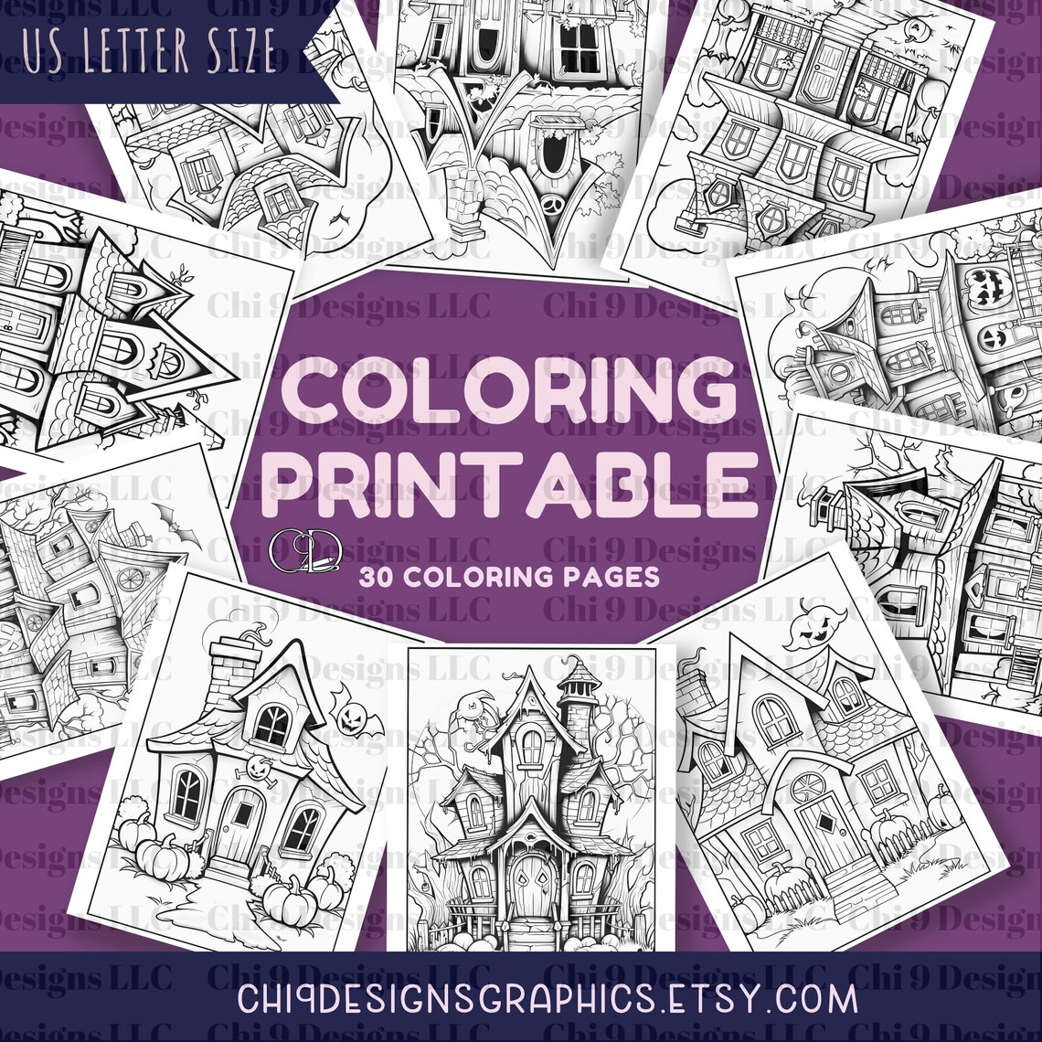 Halloween Coloring Pages Haunted House PDF Coloring Page Children ...