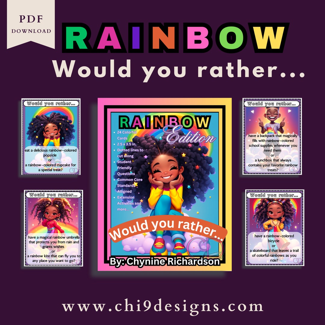 Would You Rather|rainbow Edition|pdf Printable - Etsy