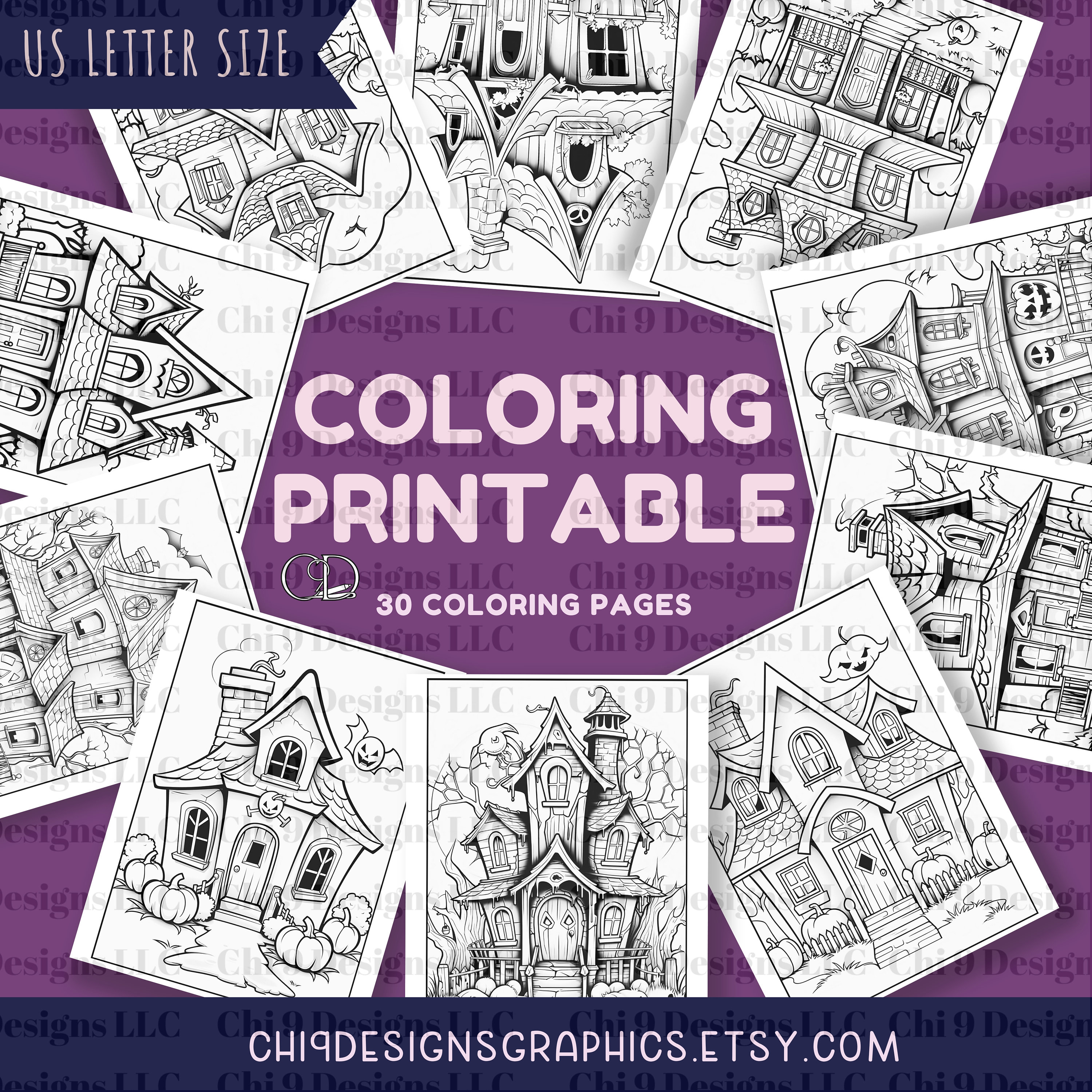 Halloween Coloring Pages| Haunted House| PDF Coloring Page| Children ...