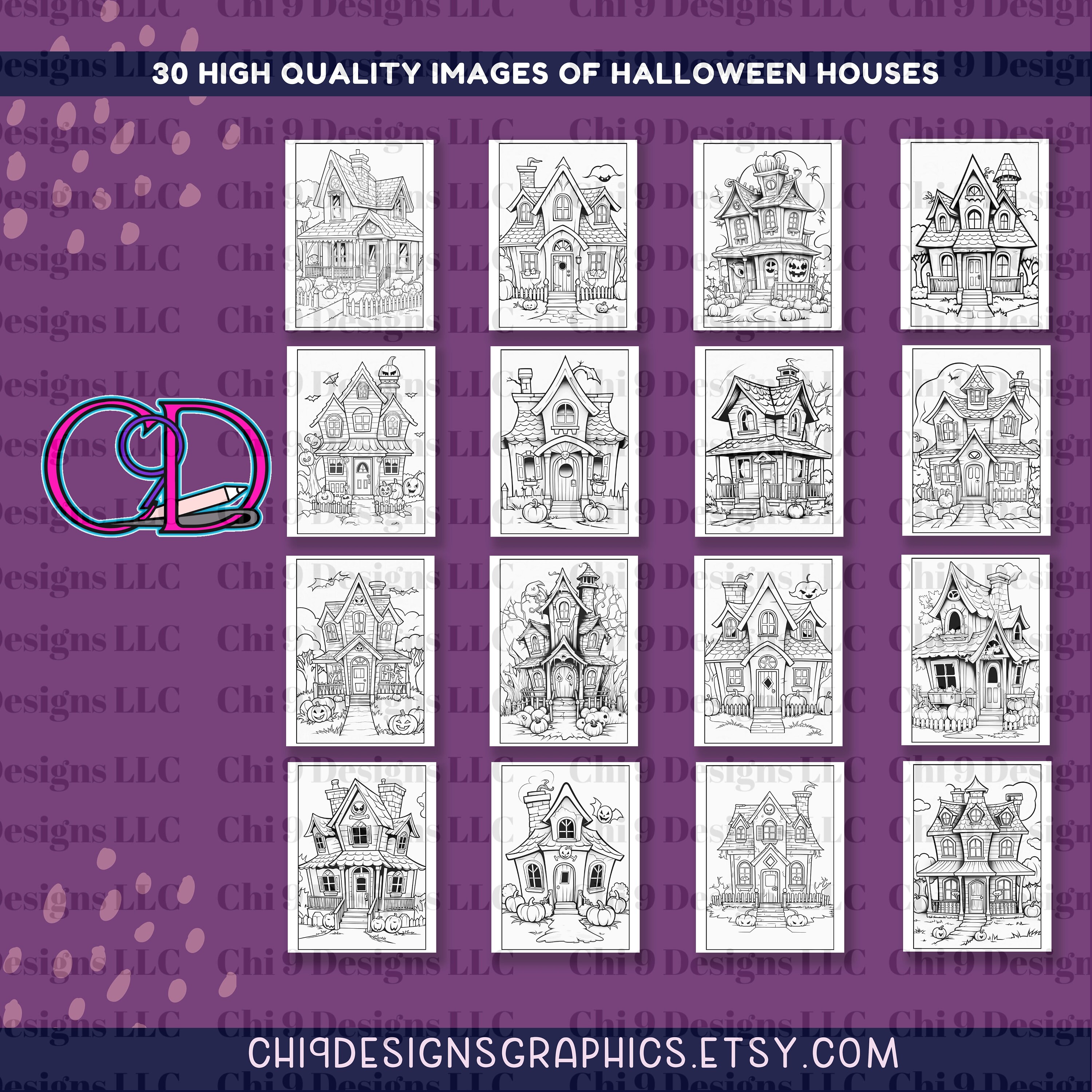 Halloween Coloring Pages Haunted House PDF Coloring Page Children ...