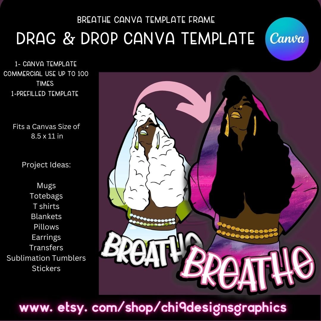 Breathe Canva Template African American Woman, Black History, - Etsy