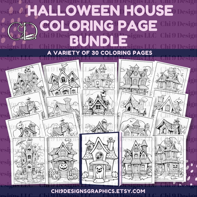 Halloween Coloring Pages| Haunted House| PDF Coloring Page| Children ...