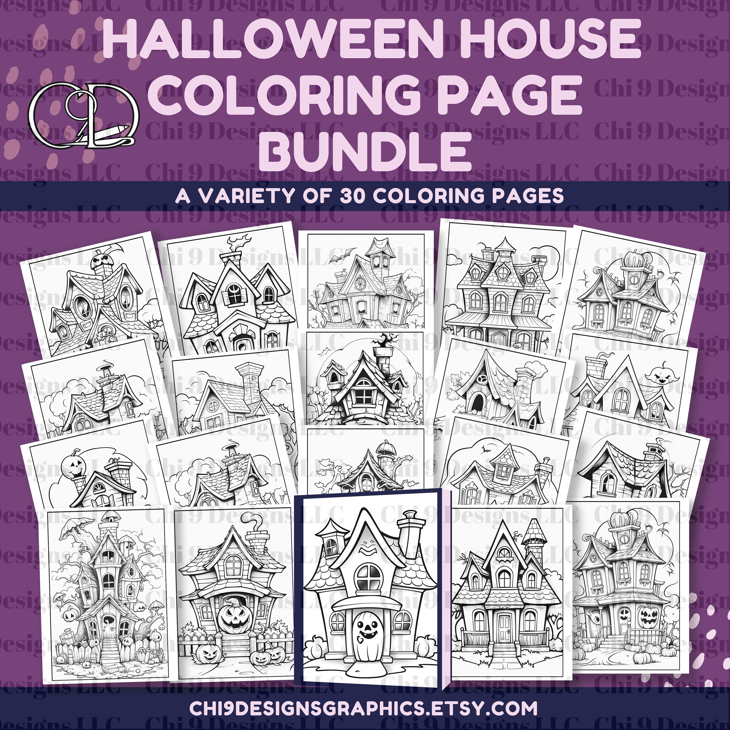 Halloween Coloring Pages| Haunted House| PDF Coloring Page| Children ...