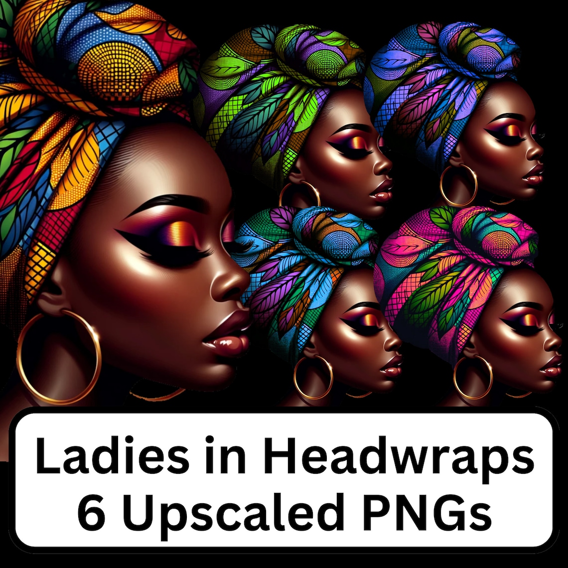 Black Woman Headwrap Clipart| Woman PNG| 6 Images| Instant Download ...