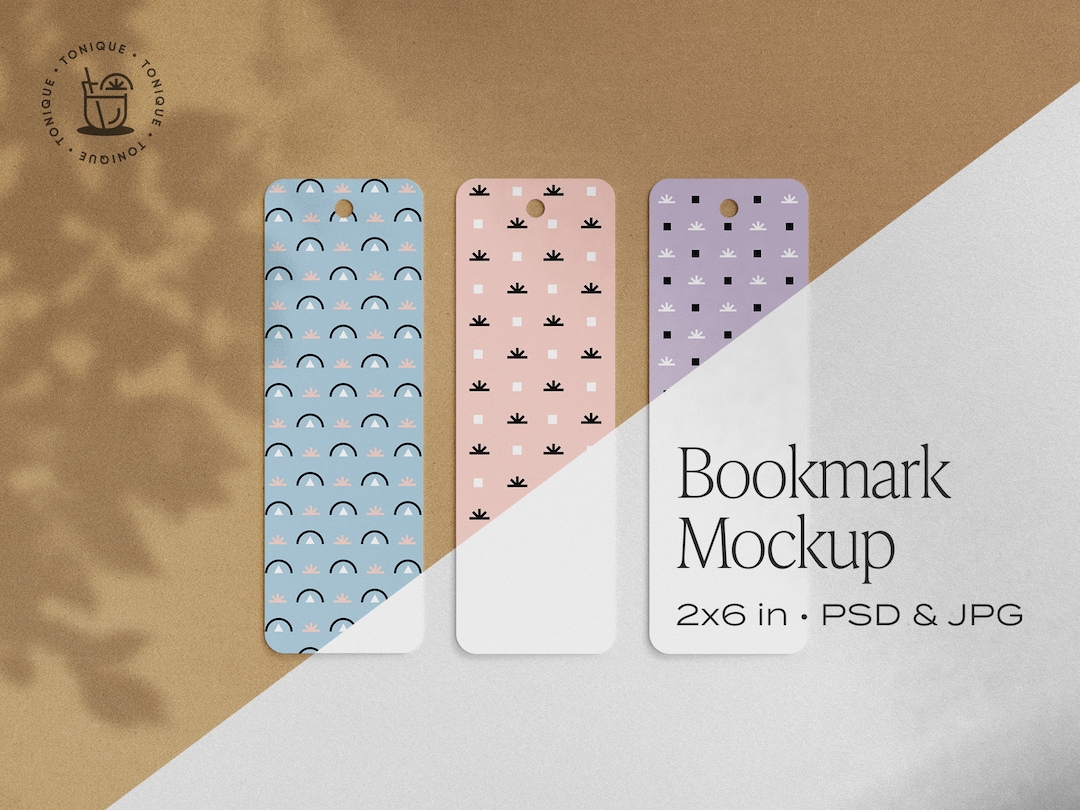 Modern Bookmark Mockup: 2x6 In, Customizable PSD Template - Etsy