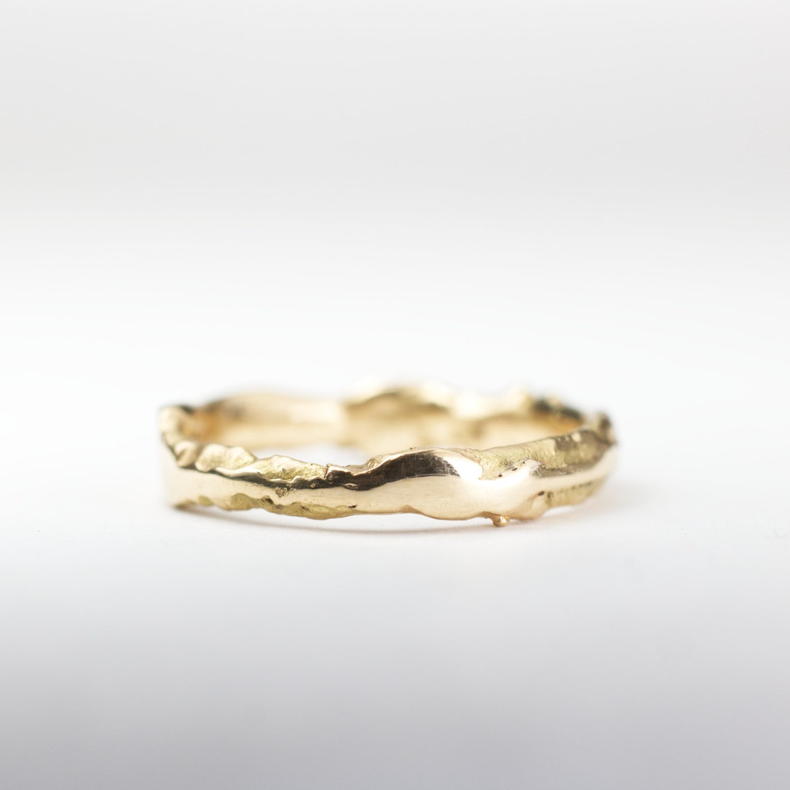 Organic Gold Band Minimalist Wedding Ring Anniversary Gift | Etsy