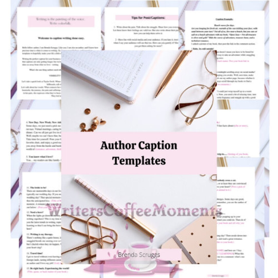 Author Caption Templates, Engaging Content, Eye-catching Headlines, - Etsy