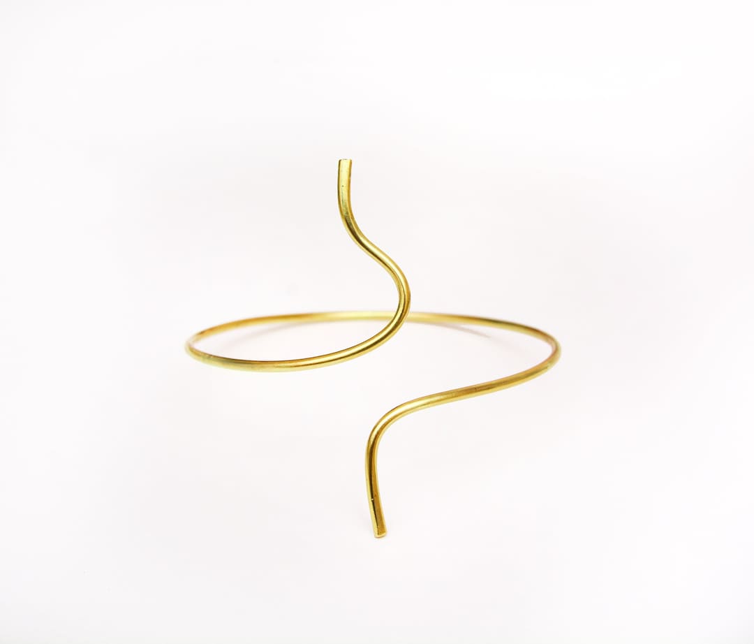 Elegant Brass Arm Cuff: Wire Wrapped Open End Armlet - Etsy