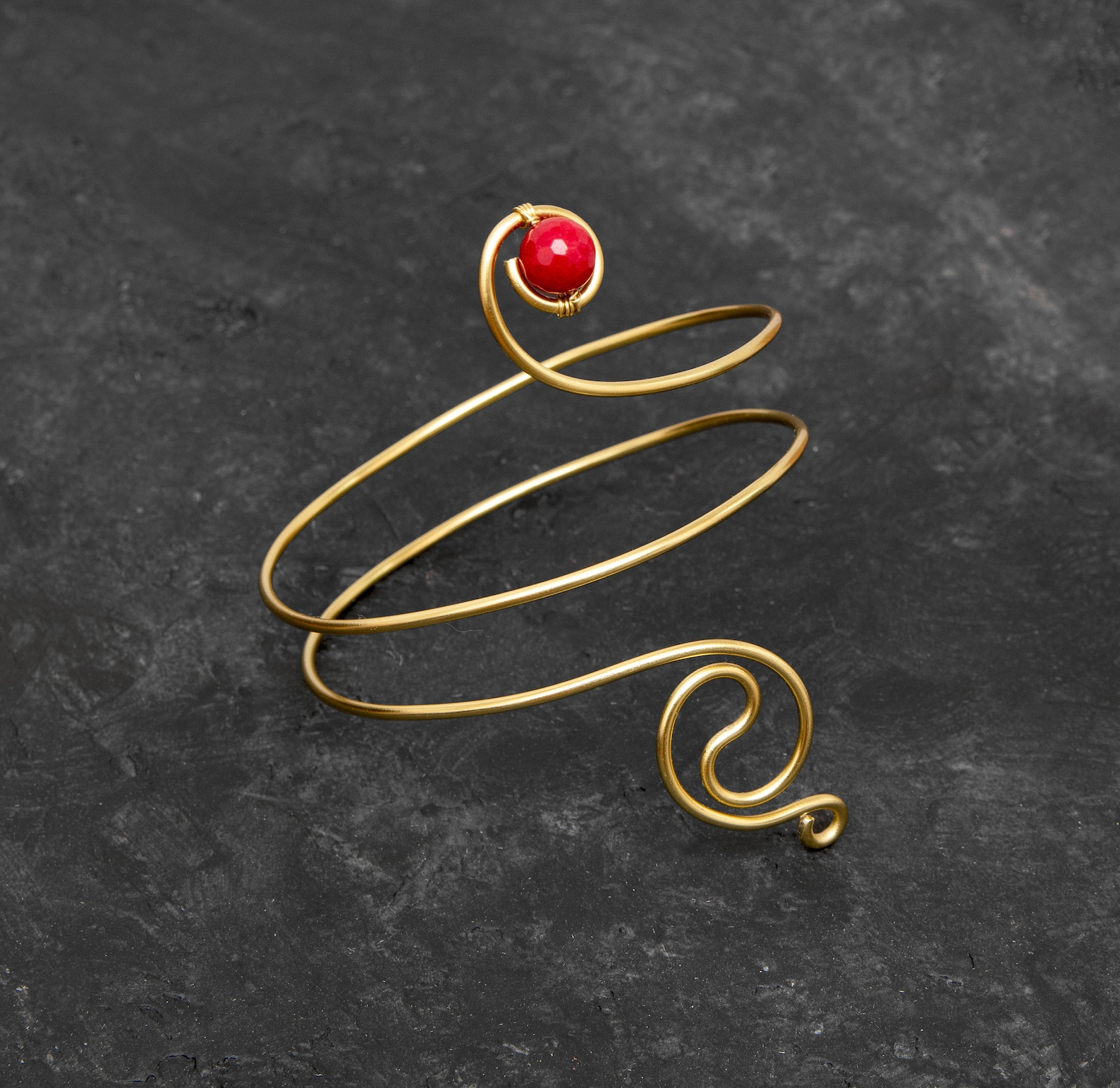 Red Quartz Brass Arm Cuff, Upper Arm Cuff ,bicep Bracelet, Armlet Wire ...