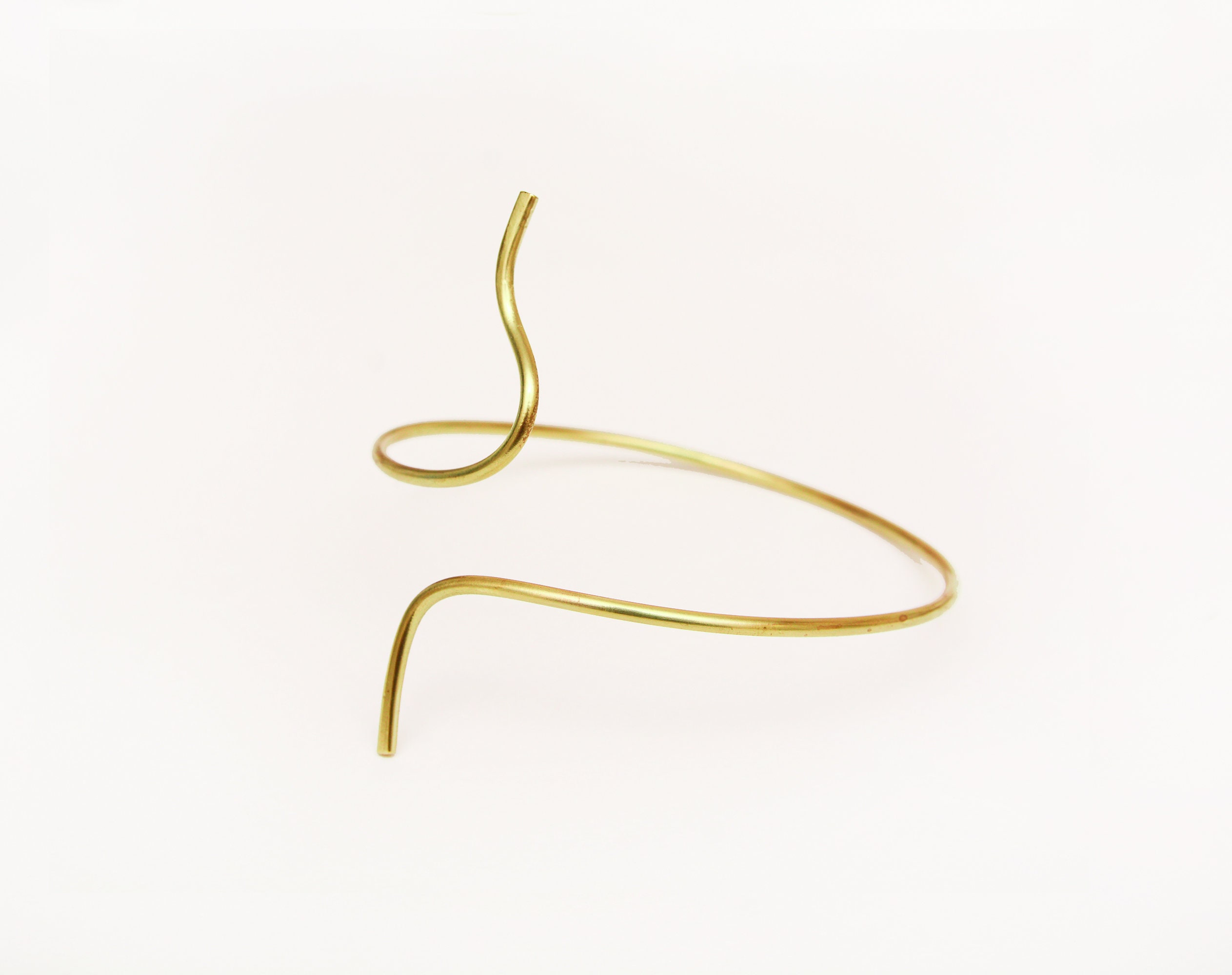 Elegant Brass Arm Cuff: Wire Wrapped Open End Armlet - Etsy