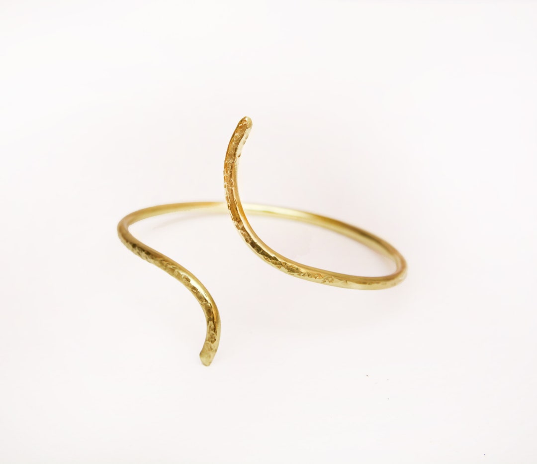 Textured Brass Upper Arm Cuff – Adjustable Open-end Armlet, Handmade ...