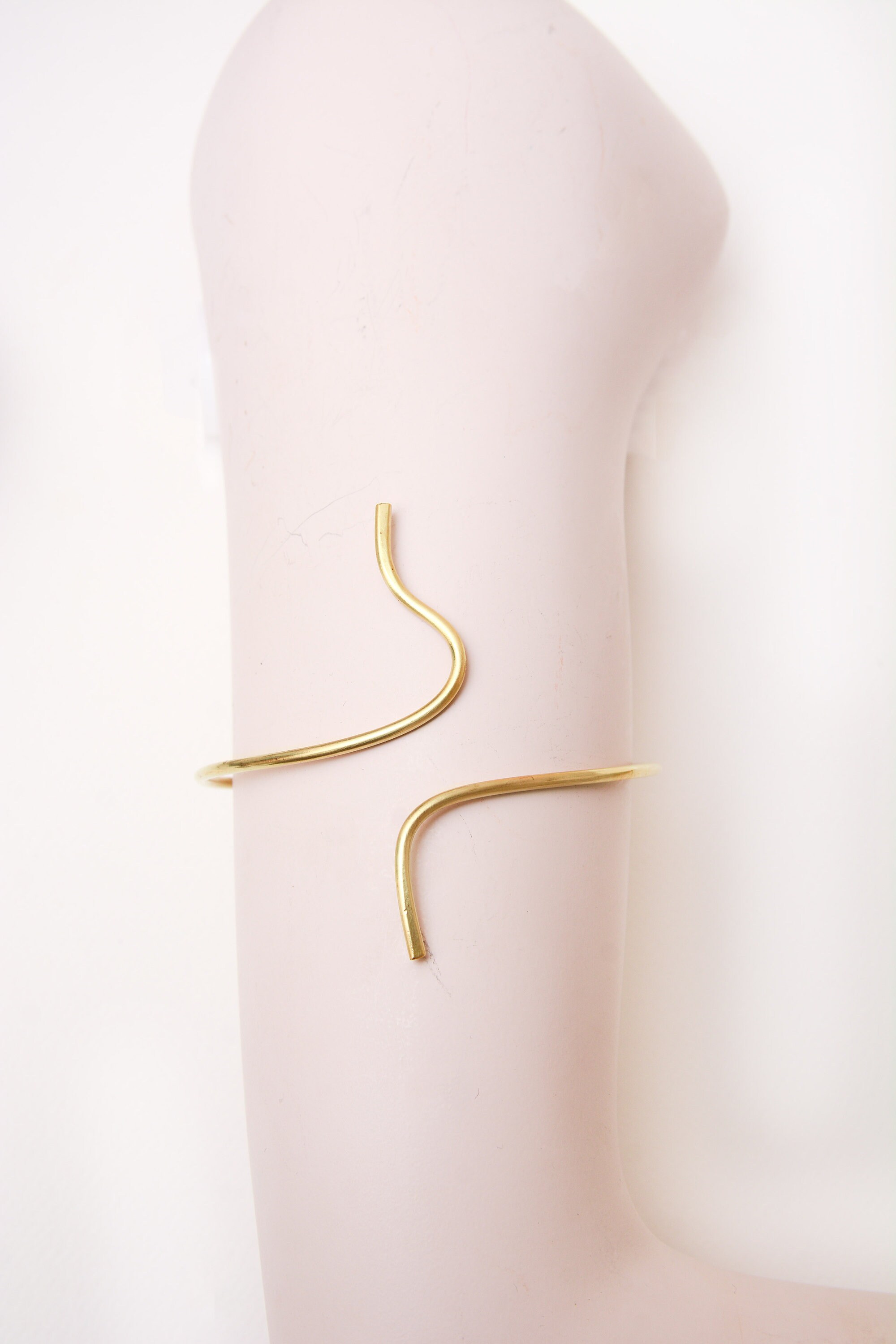 Elegant Brass Arm Cuff: Wire Wrapped Open End Armlet - Etsy